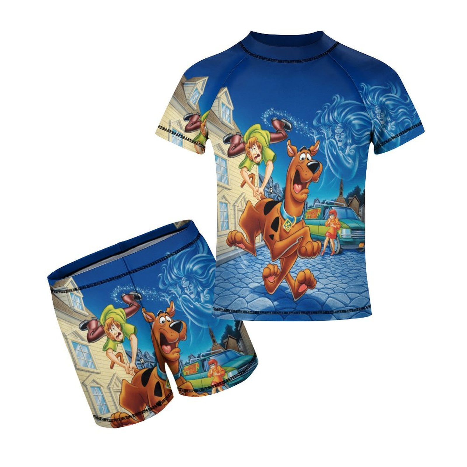 Scooby-Doo Boys Two Piece Rash Guard Swimsuits Kids Short Sleeve ...