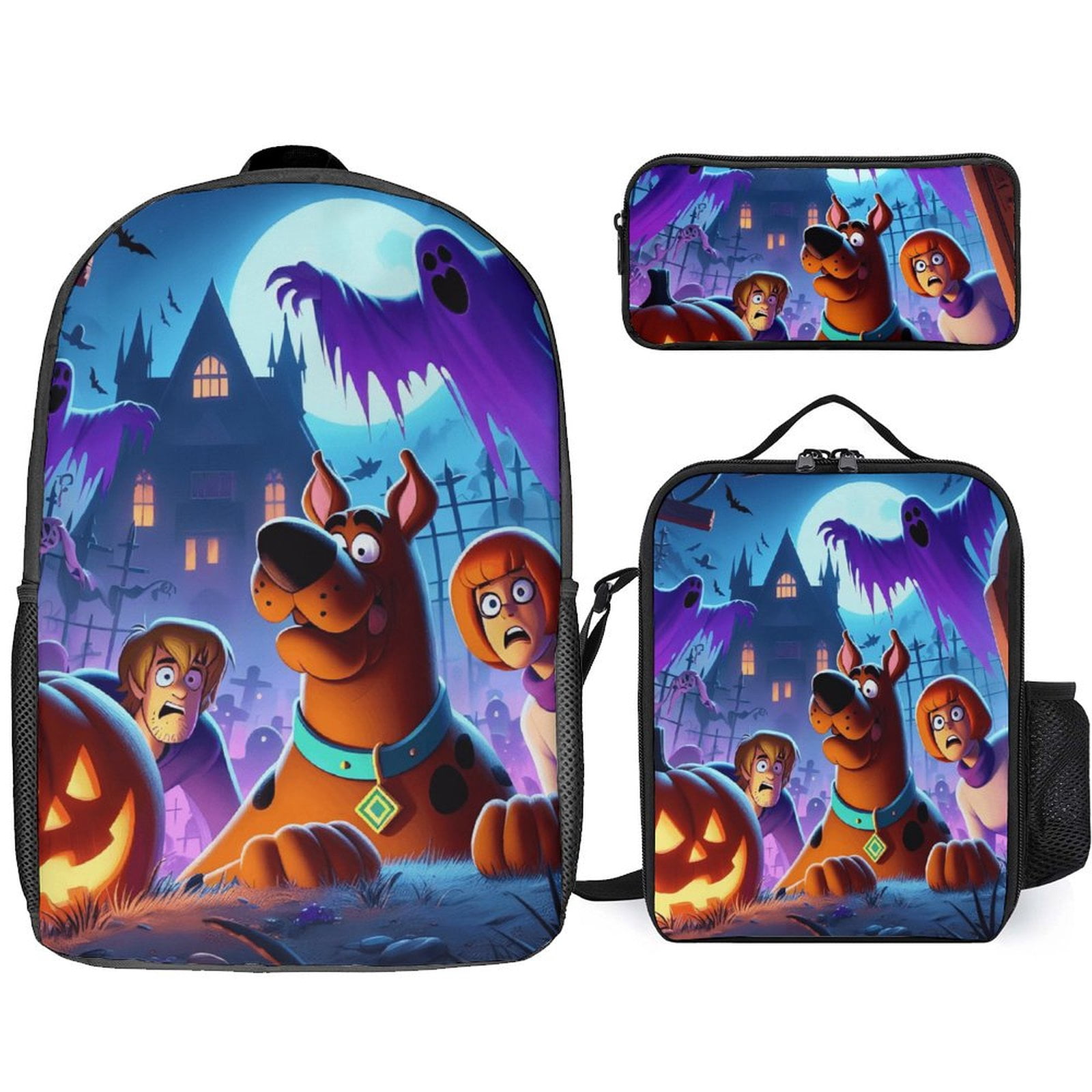 Scooby Doo Cartoon Anime 3 Piece Backpack Lunch Bag & Pencil Case Set ...