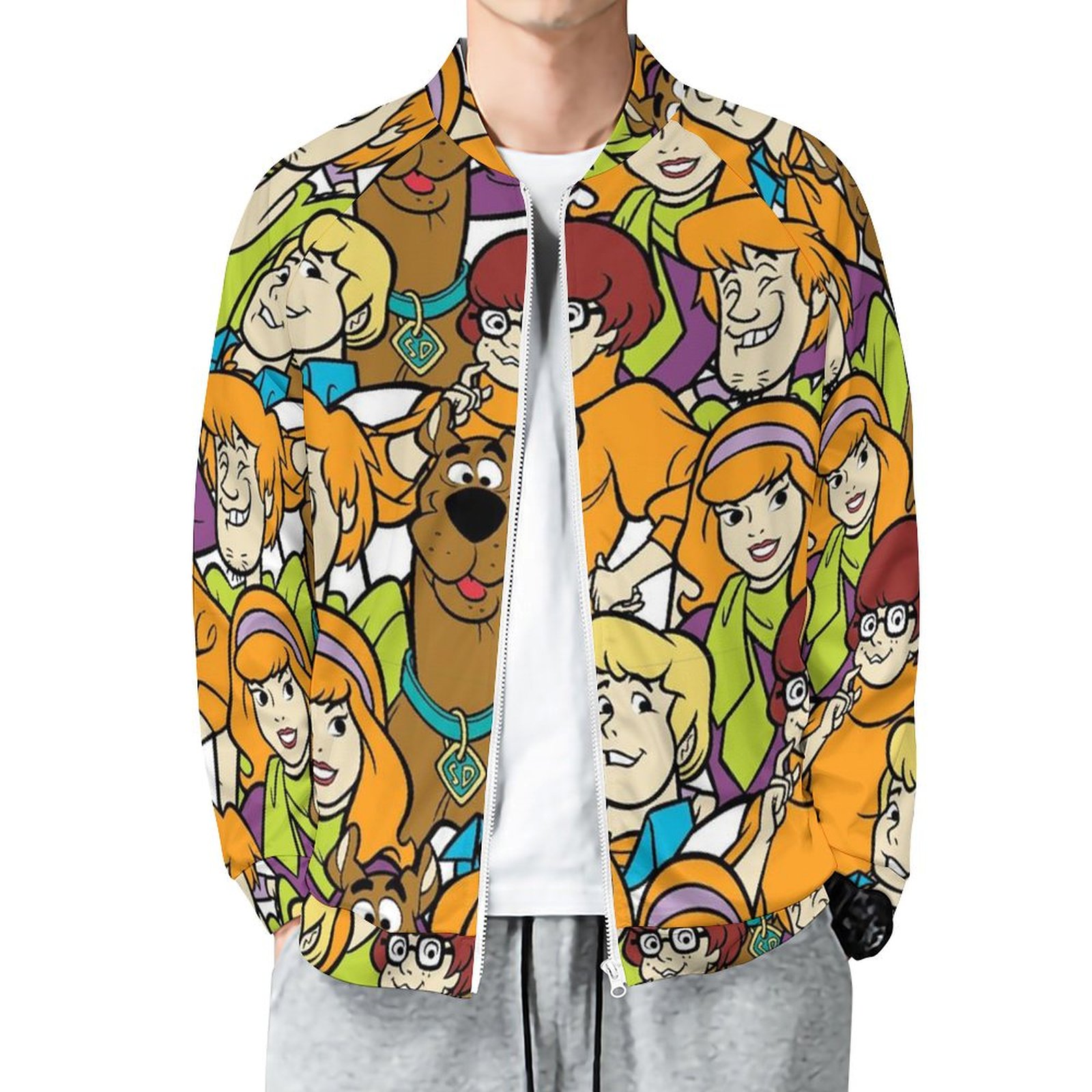 Scooby Doo Cartoon Fashion Jacket Mens Windbreaker Coat Lightweight ...