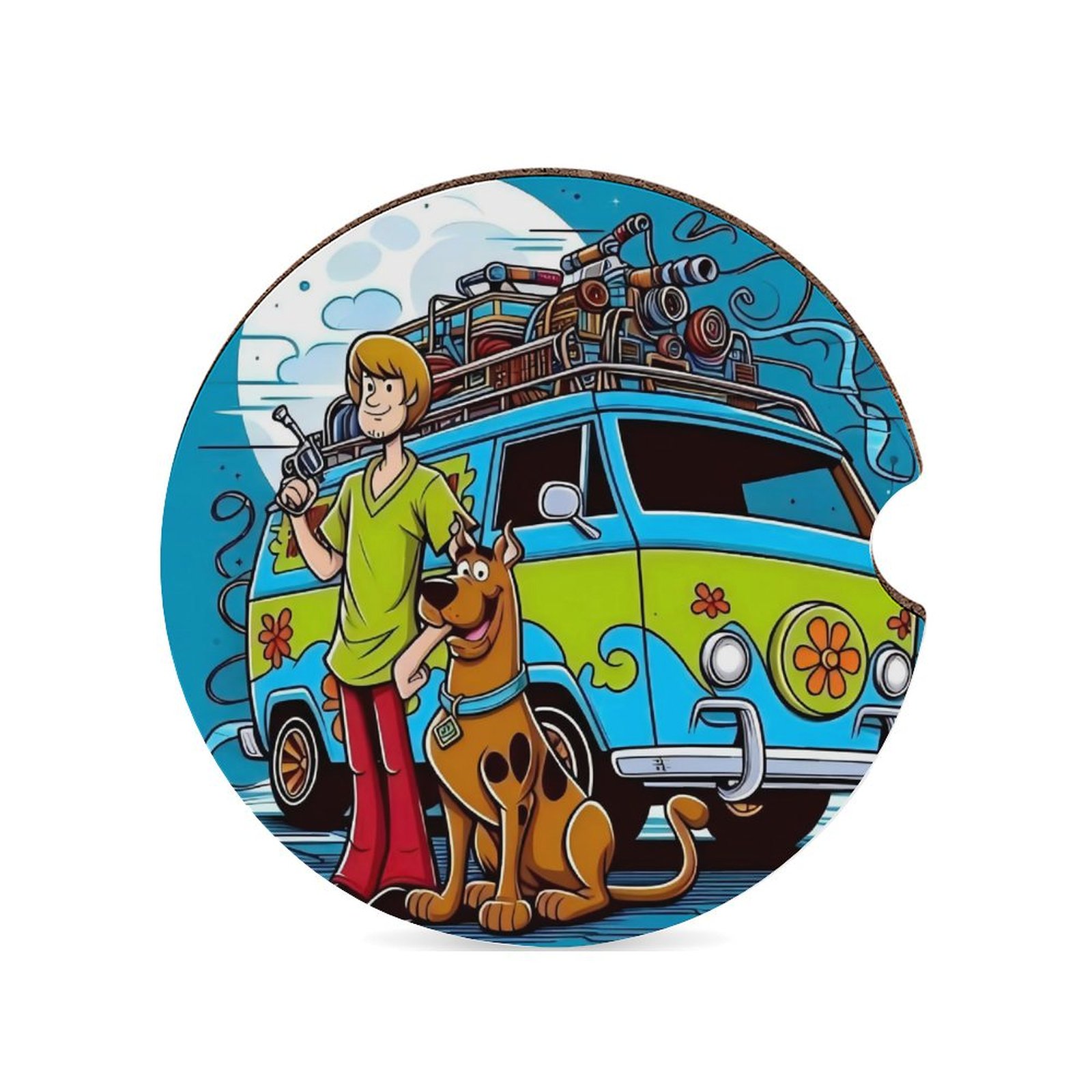 Scooby-Doo Cartoon car coaster with finger notches and cork base car ...