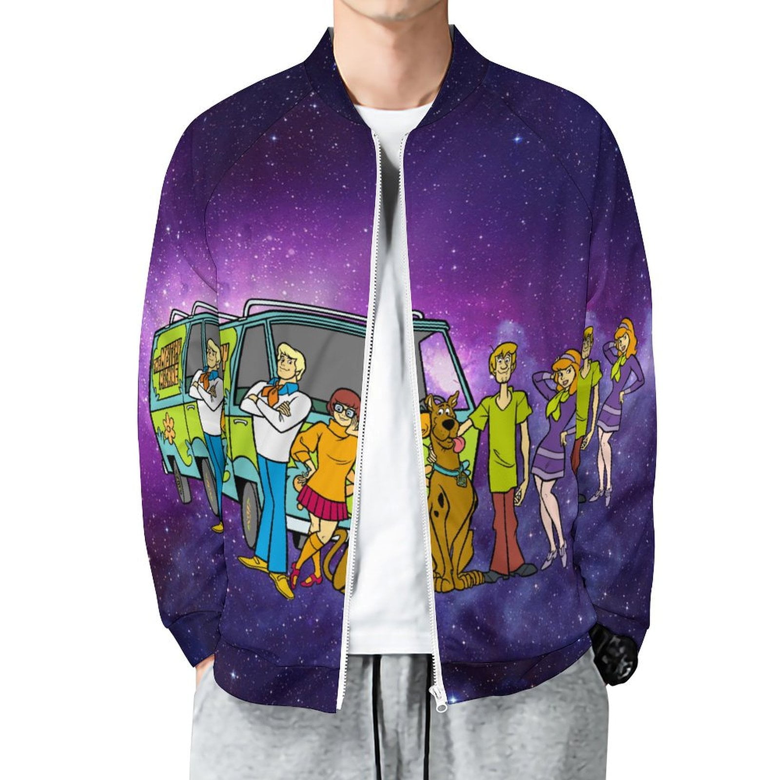 Scooby Doo Characters Fashion Jacket Mens Windbreaker Coat Lightweight ...