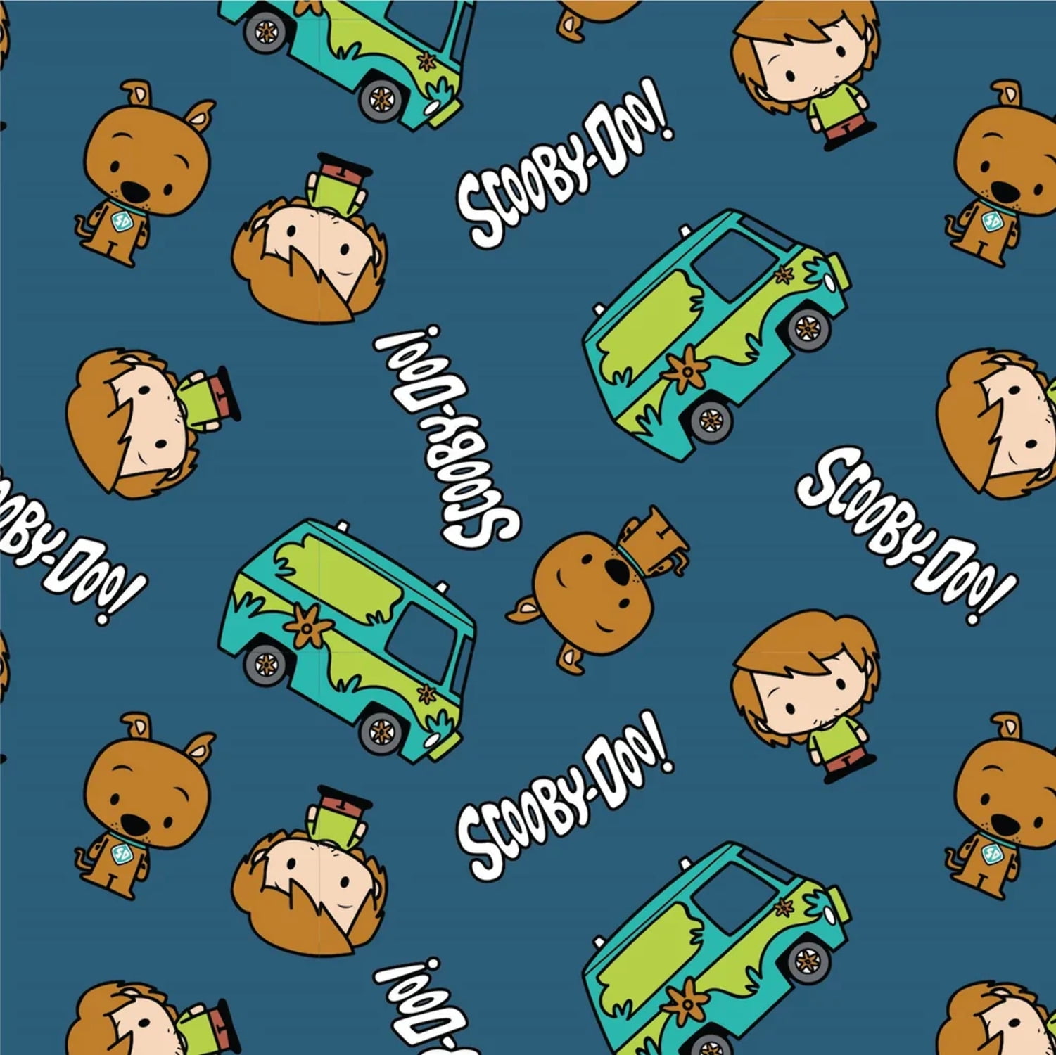 Scooby Doo Chibi Mystery Inc Teal Fleece Fabric - Walmart.com