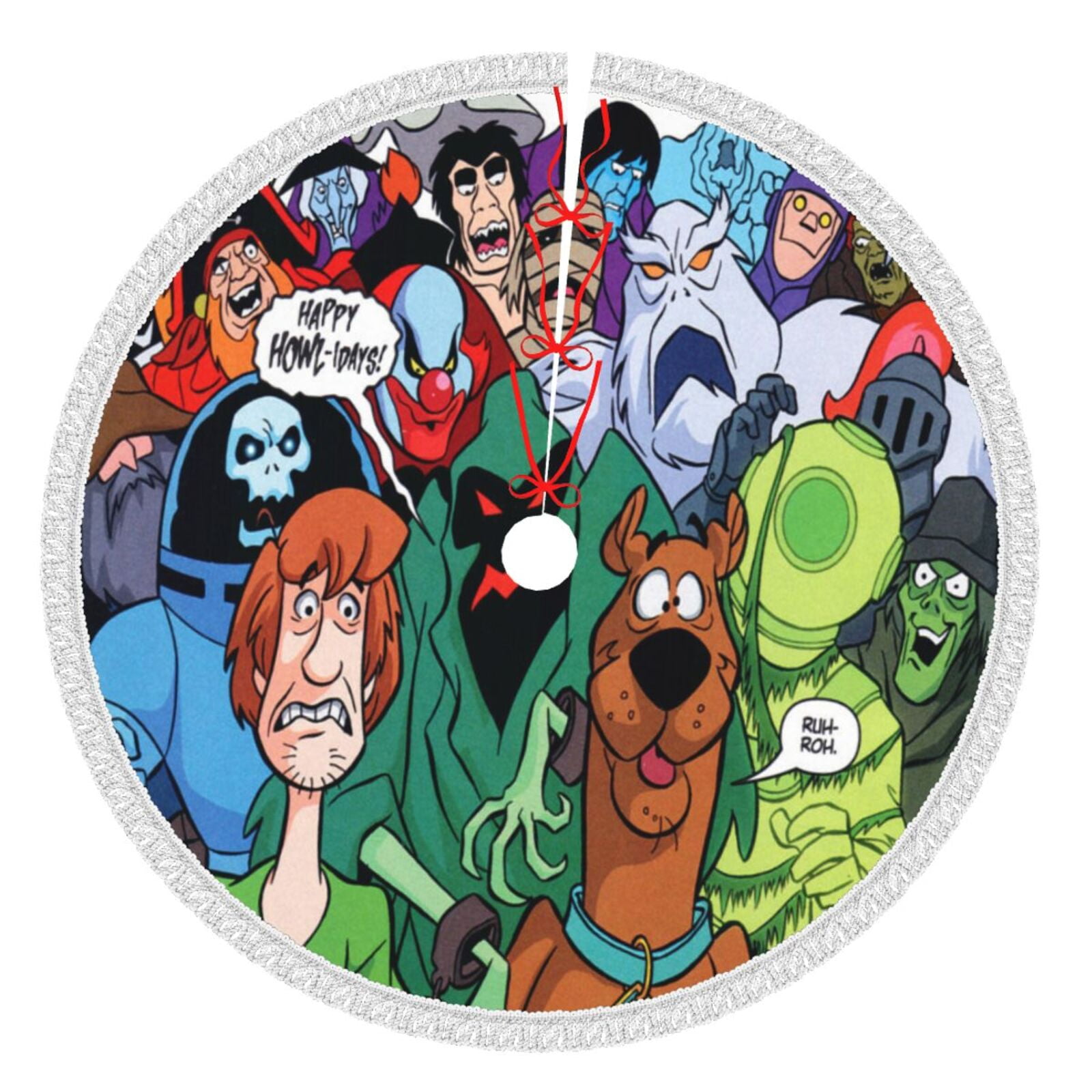Scooby Doo Christmas Tree Skirt White Tassel Lace Xmas Skirts ...