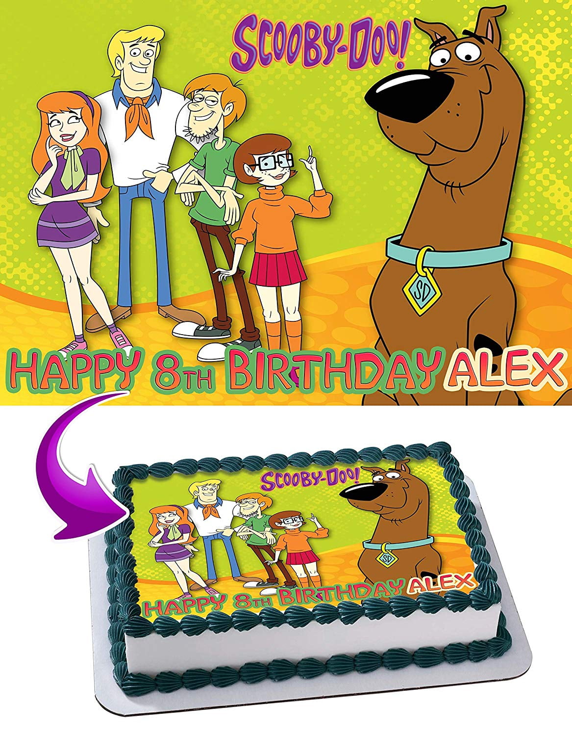 Scooby Doo Edible Cake Image Topper Personalized Picture 1/4 Sheet (8 ...