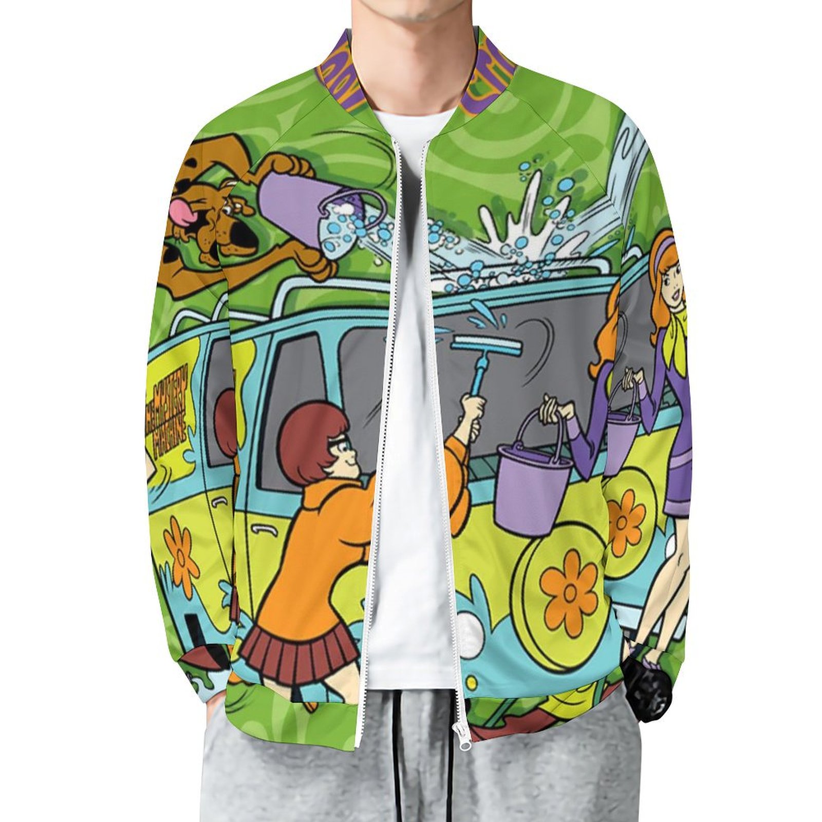 Scooby Doo Fashion Jacket Mens Windbreaker Coat Lightweight Zipper ...