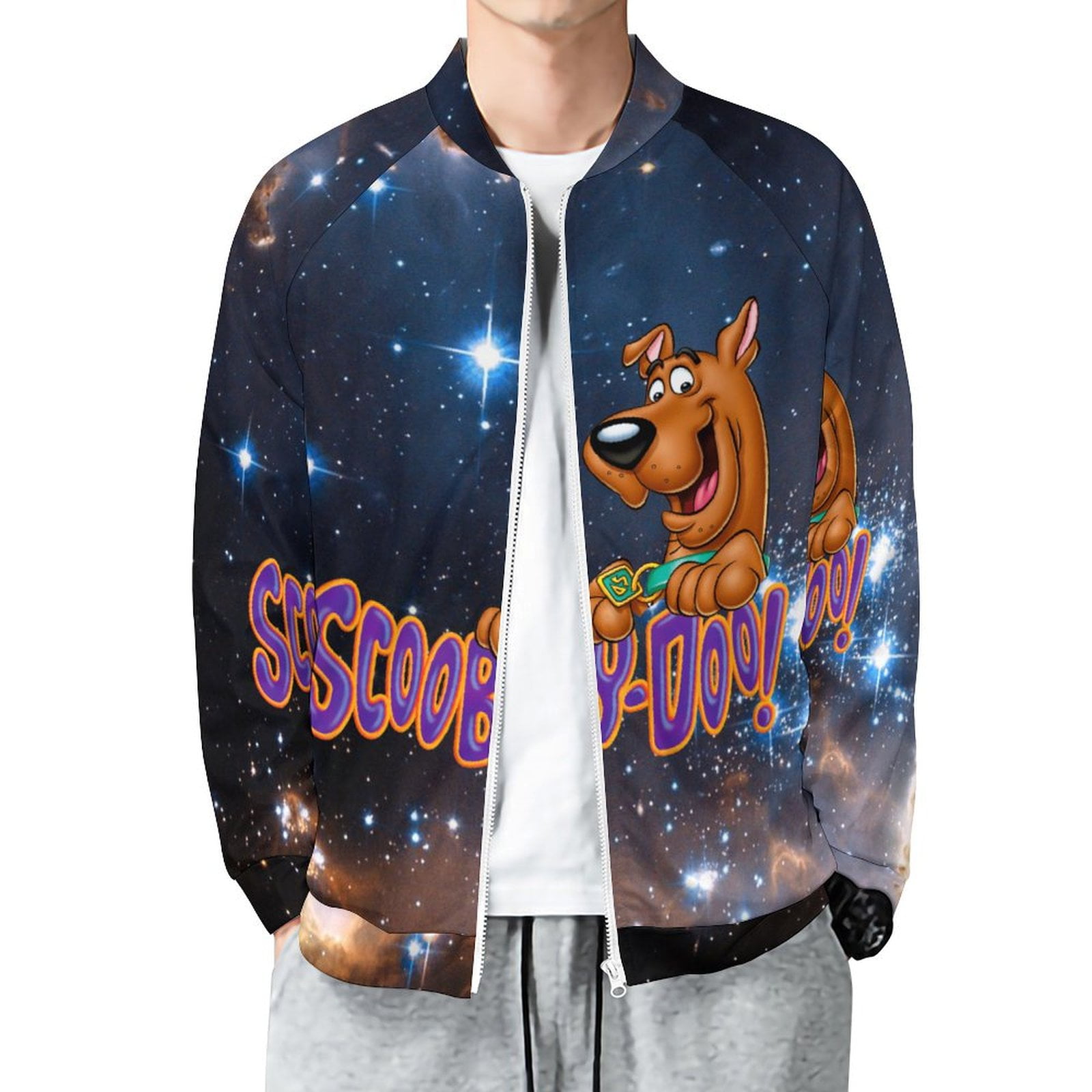 Scooby Doo Fashion Jacket Mens Windbreaker Coat Lightweight Zipper ...