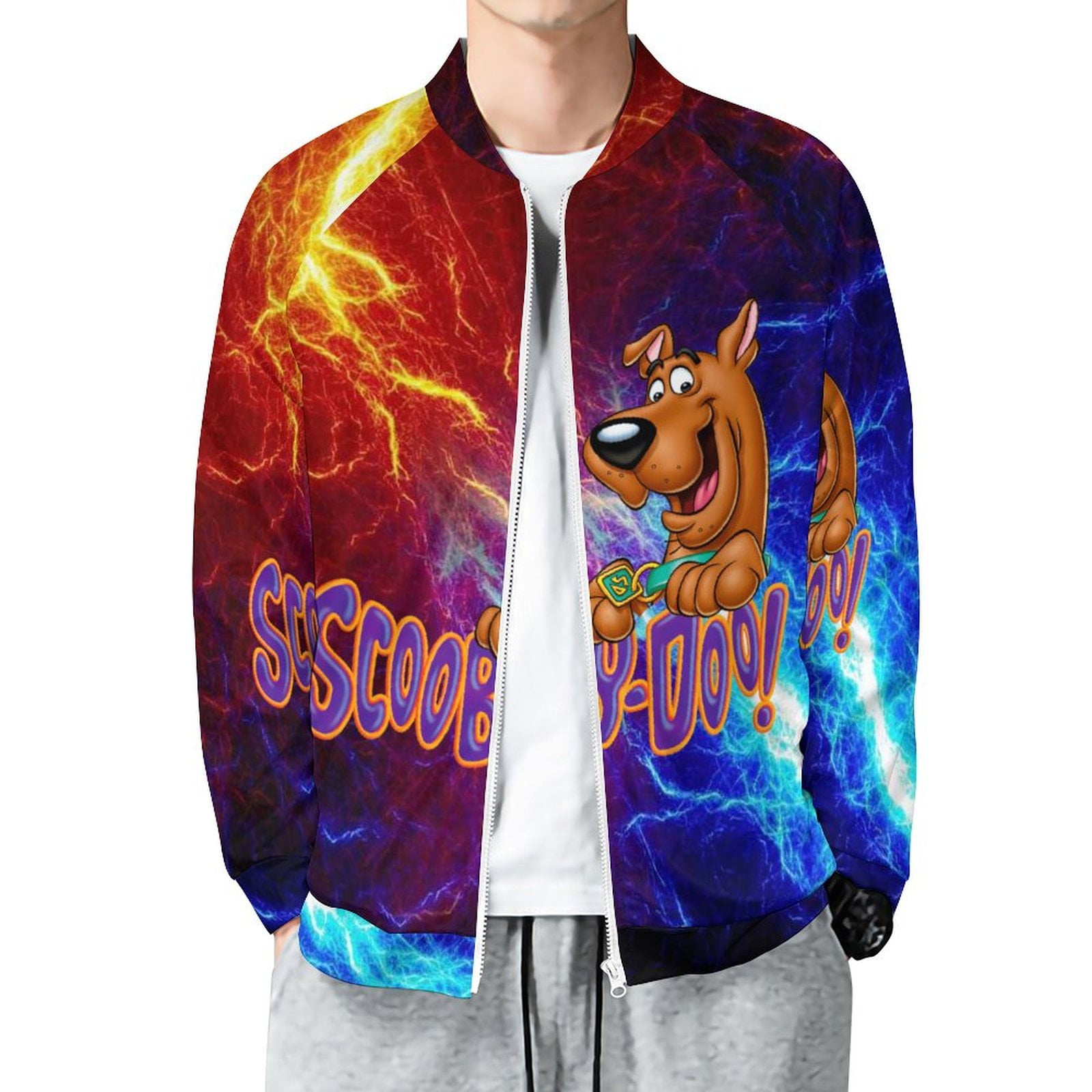 Scooby Doo Fashion Jacket Mens Windbreaker Coat Lightweight Zipper ...