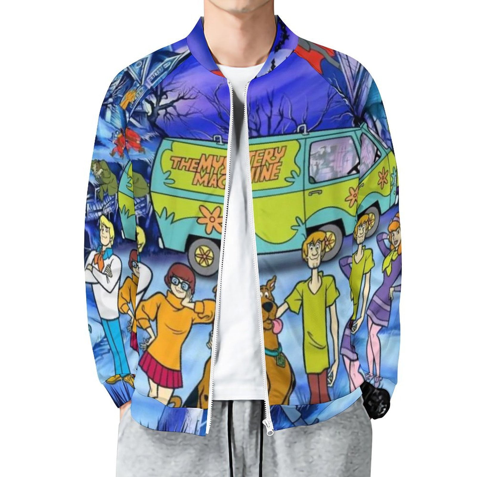 Scooby Doo Fashion Jacket Mens Windbreaker Coat Lightweight Zipper ...