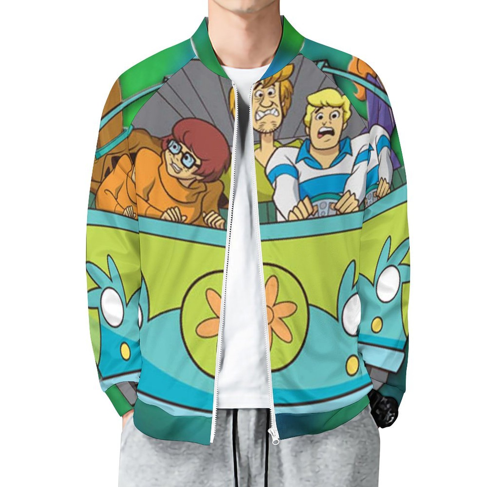 Scooby Doo Fashion Jacket Mens Windbreaker Coat Lightweight Zipper ...