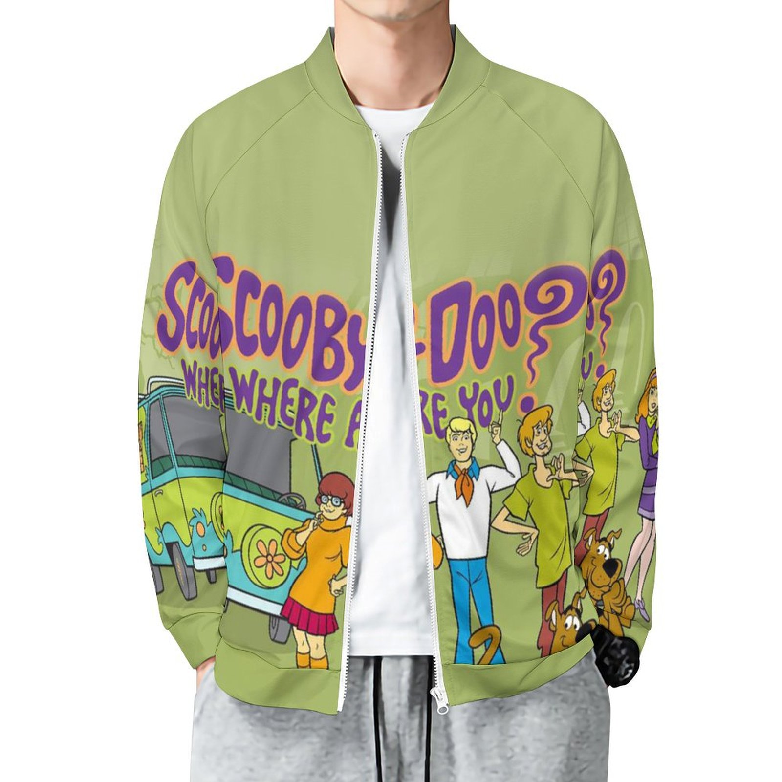 Scooby Doo Fashion Jacket Mens Windbreaker Coat Lightweight Zipper ...