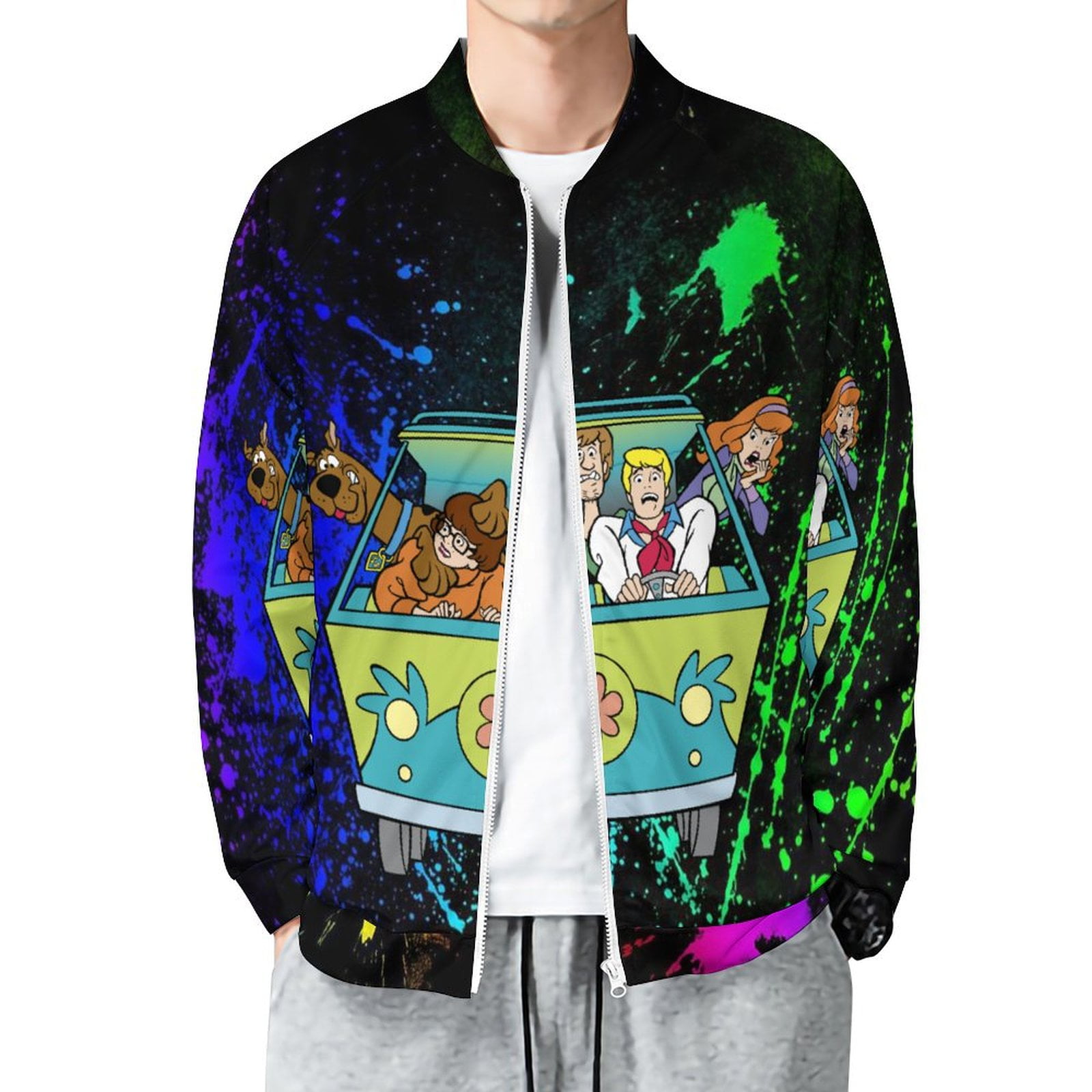 Scooby Doo Fashion Jacket Mens Windbreaker Coat Lightweight Zipper ...