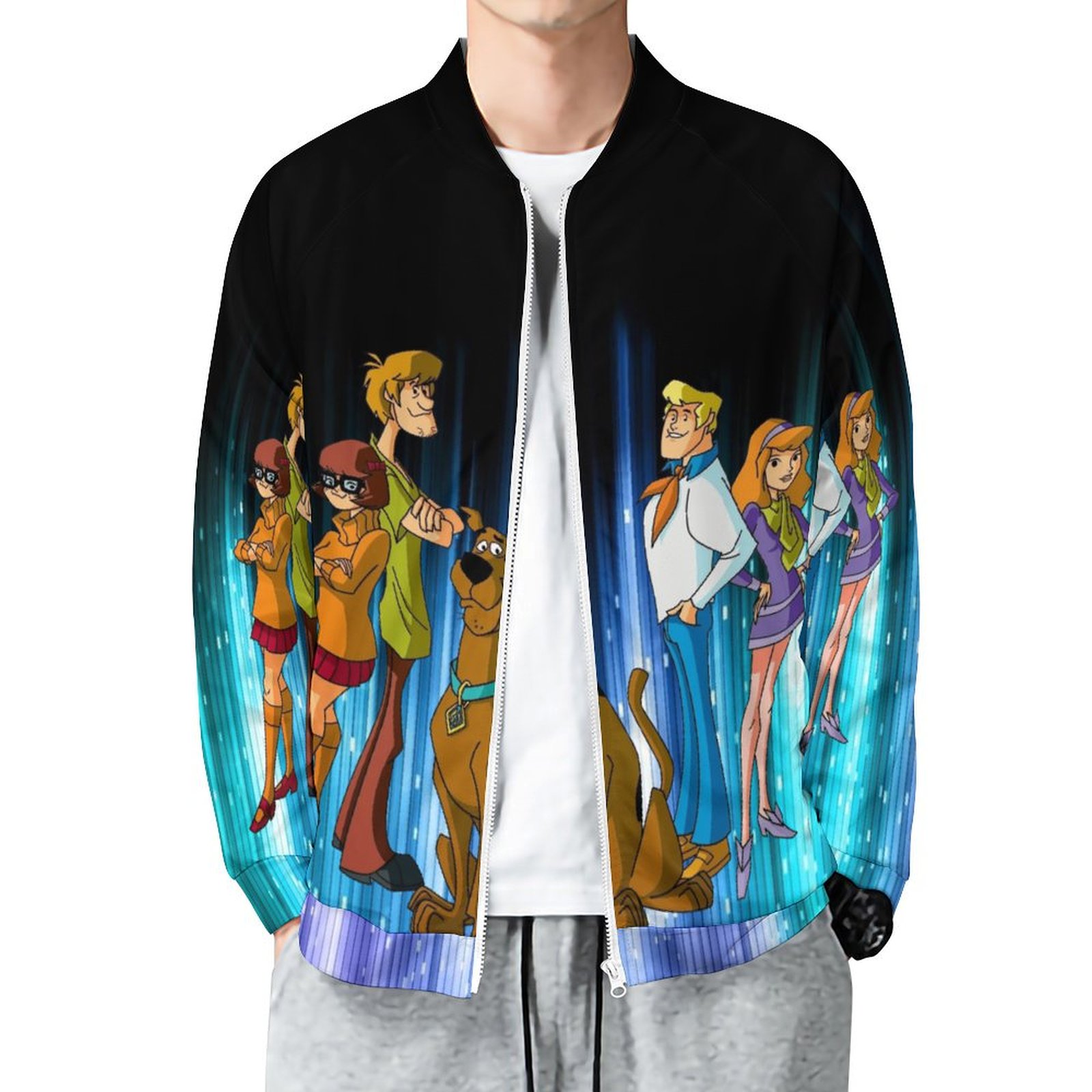 Scooby Doo Fashion Jacket Mens Windbreaker Coat Lightweight Zipper ...