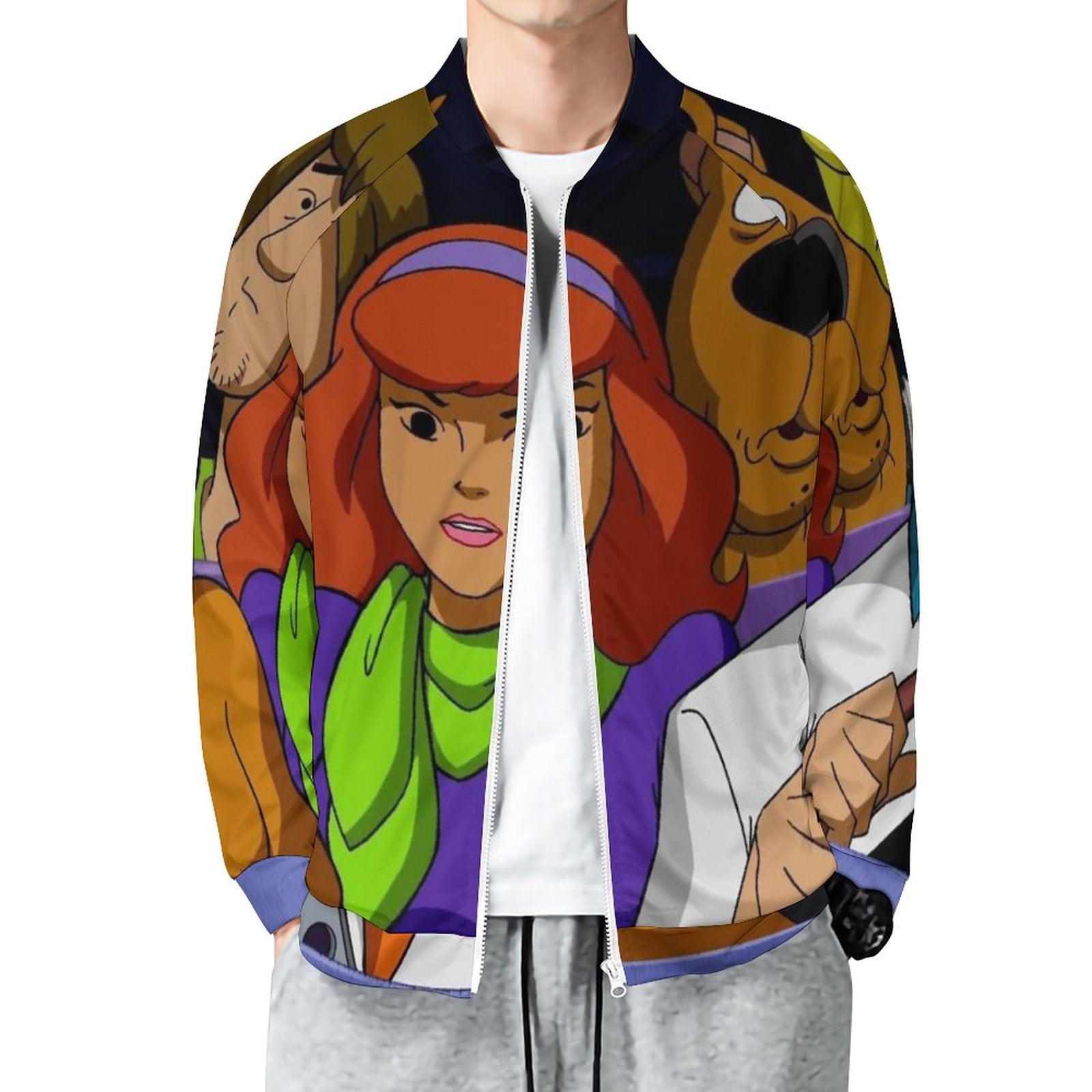 Scooby Doo Fashion Jacket Mens Windbreaker Coat Lightweight Zipper ...