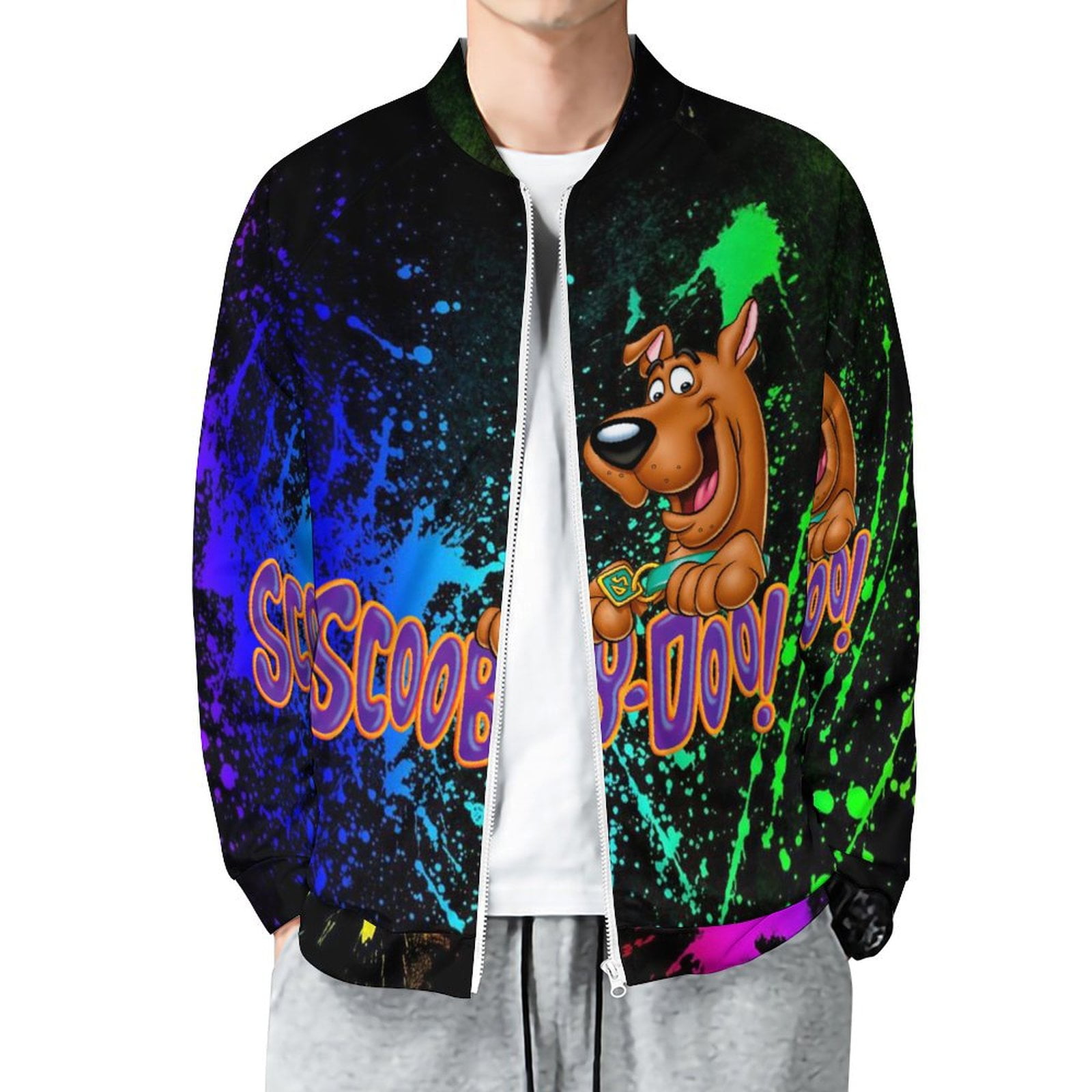 Scooby Doo Fashion Jacket Mens Windbreaker Coat Lightweight Zipper ...