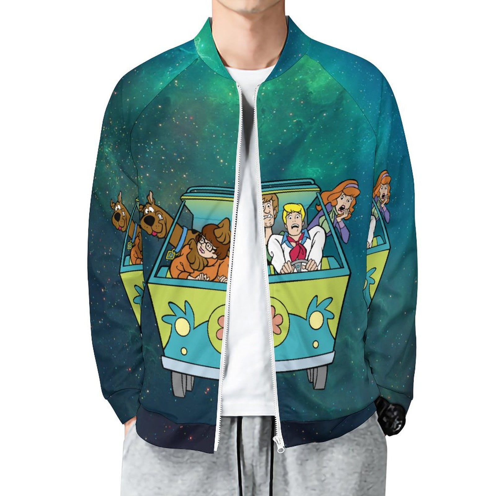 Scooby Doo Fashion Jacket Mens Windbreaker Coat Lightweight Zipper ...