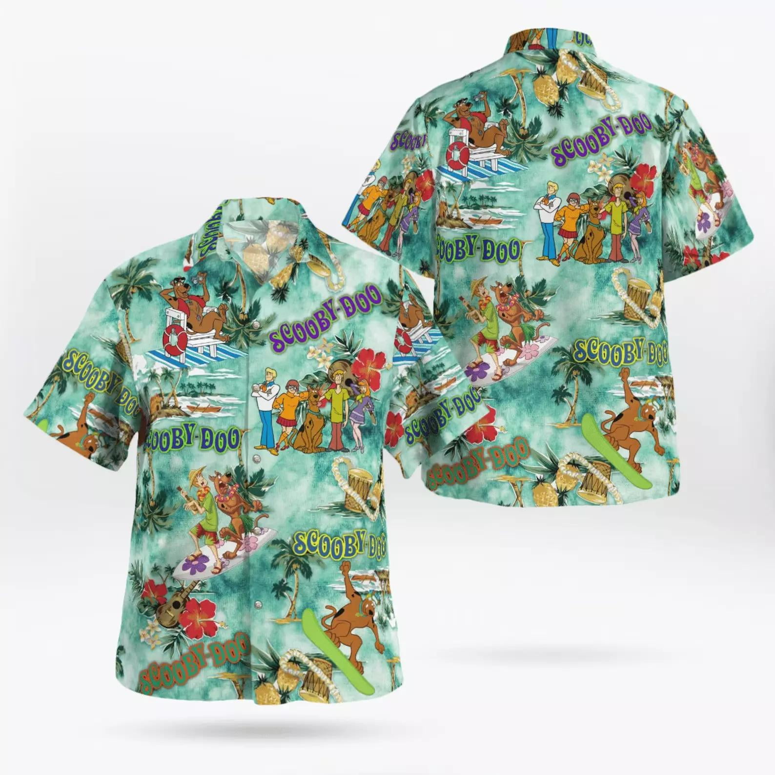 Scooby Doo Friends Surfing Summer Tropical Hawaiian Shirt Shirt, Size S ...