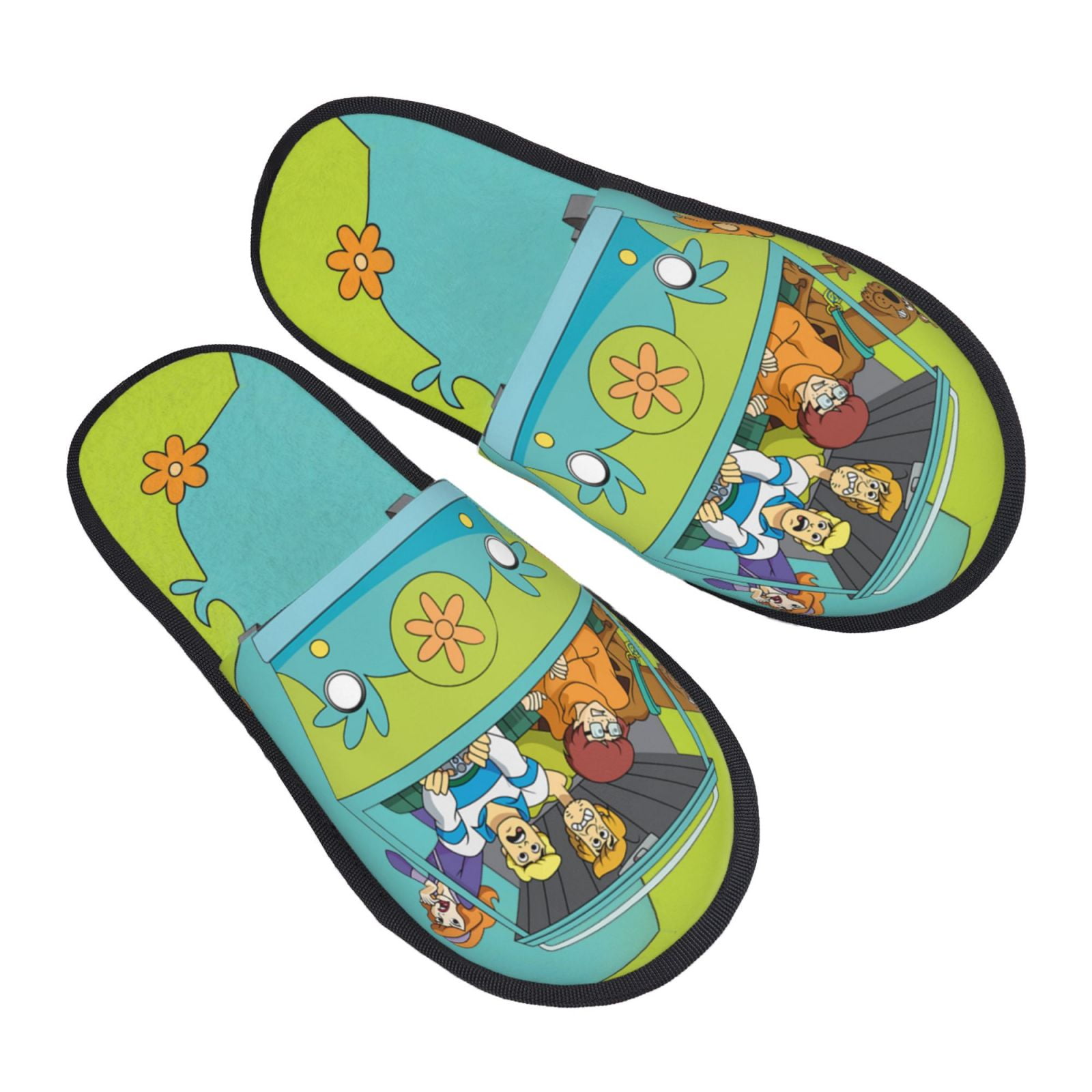 Scooby-Doo Gang In Mystery Machine House Slippers Slip-On Indoor Memory ...