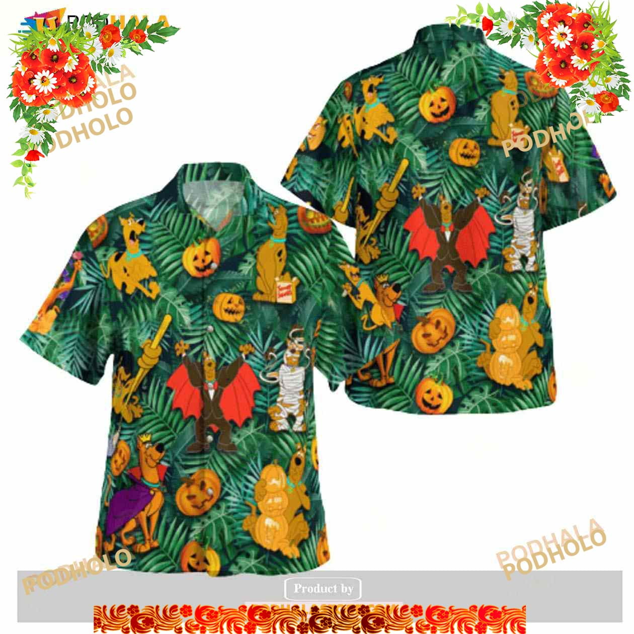 Scooby-Doo Halloween Disguise Funny Hawaiian Shirt - Walmart.com