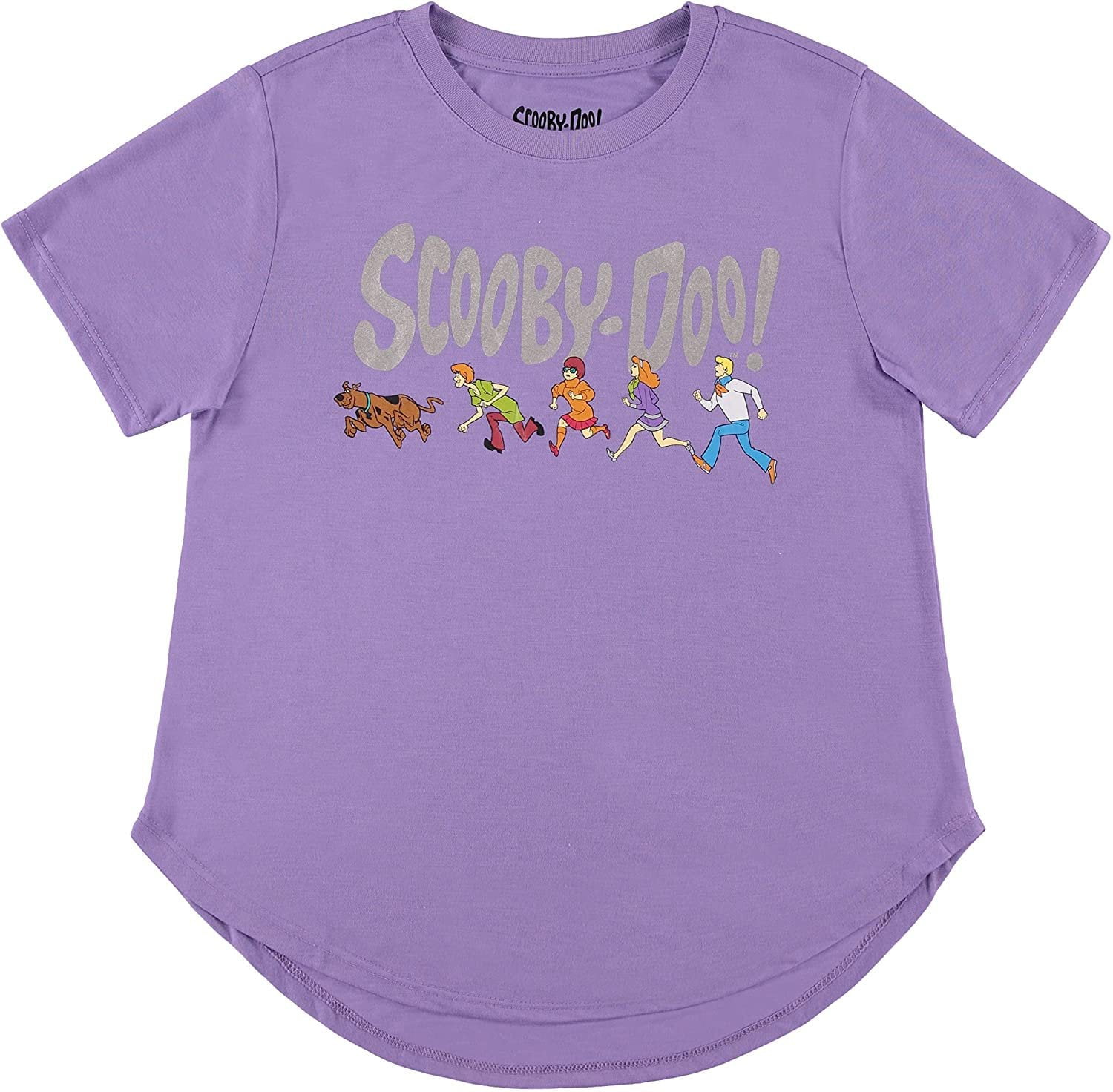 Scooby-Doo Women's Shirt, Graphic Print Curved Hem Scooby-Doo T-shirt ...