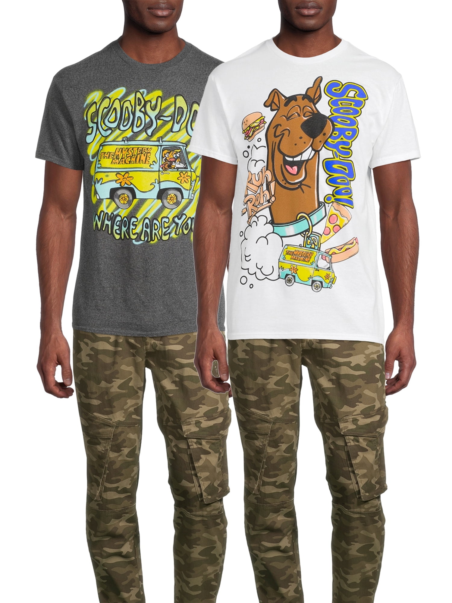Scooby Doo Men's Graphic T-Shirts 2-Pack, Airbrush Scooby & Mystery ...