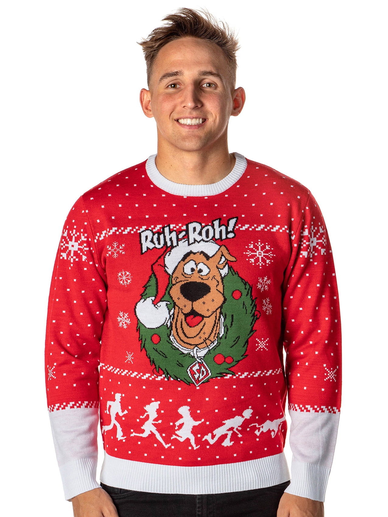 Scooby Doo Men's Santa Scooby Ugly Christmas Sweater, Ruh-Roh! Knit ...
