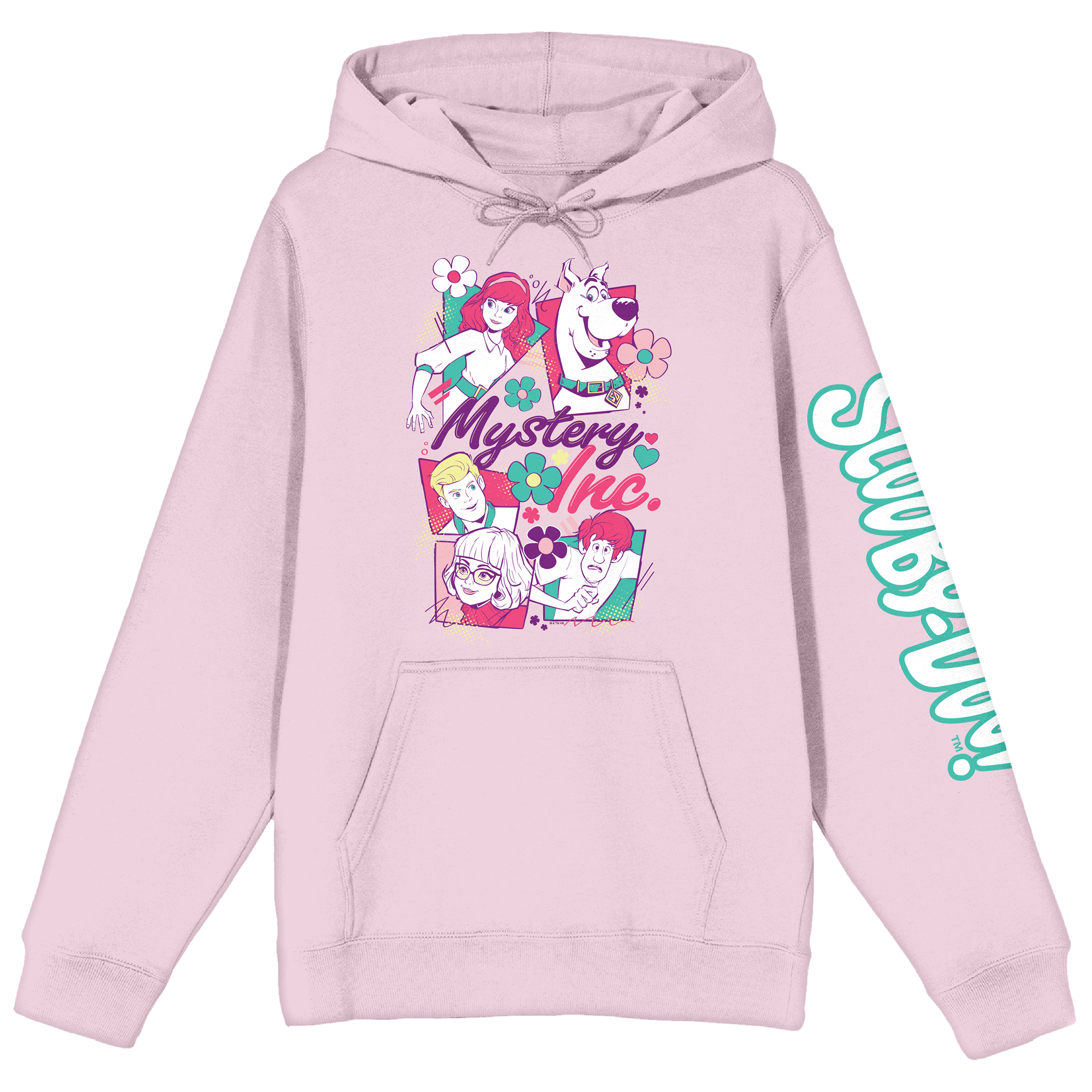 Scooby-Doo Mystery Inc. Floral Art Long Sleeve Cradle Pink Adult Hooded ...