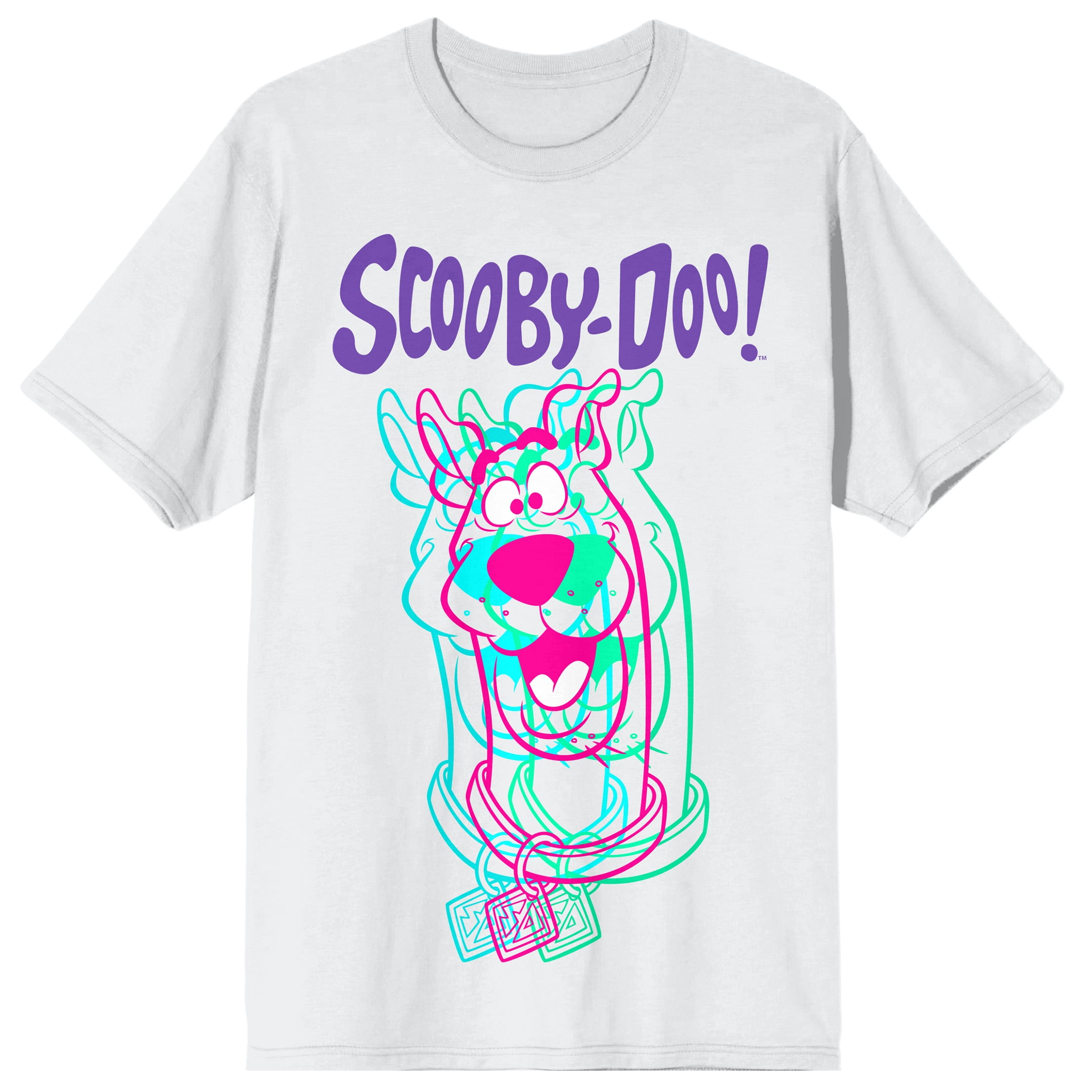 Scooby Doo Neon Character Crew Neck Short Sleeve Men's White T-shirt ...
