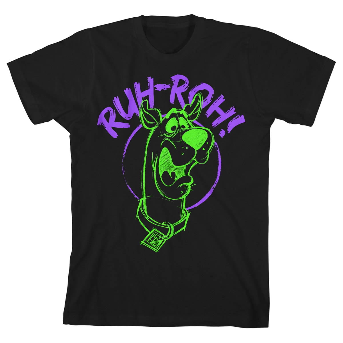 Scooby-Doo Neon Ruh-Roh Youth Boy's Black T-Shirt-Large - Walmart.com