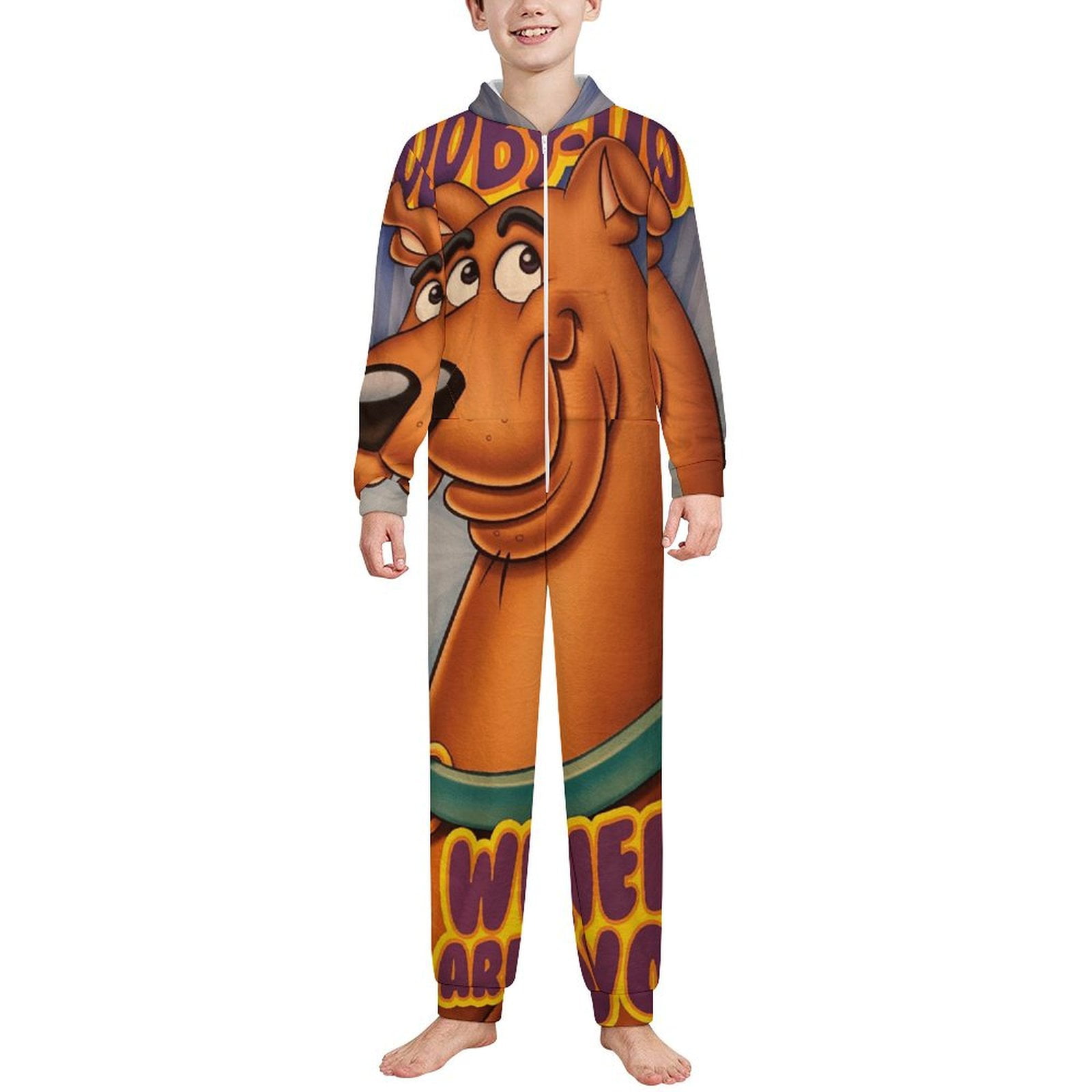 Scooby-Doo Pajamas One Piece Hooded Union Suit Onesie PJs Sleepwear ...