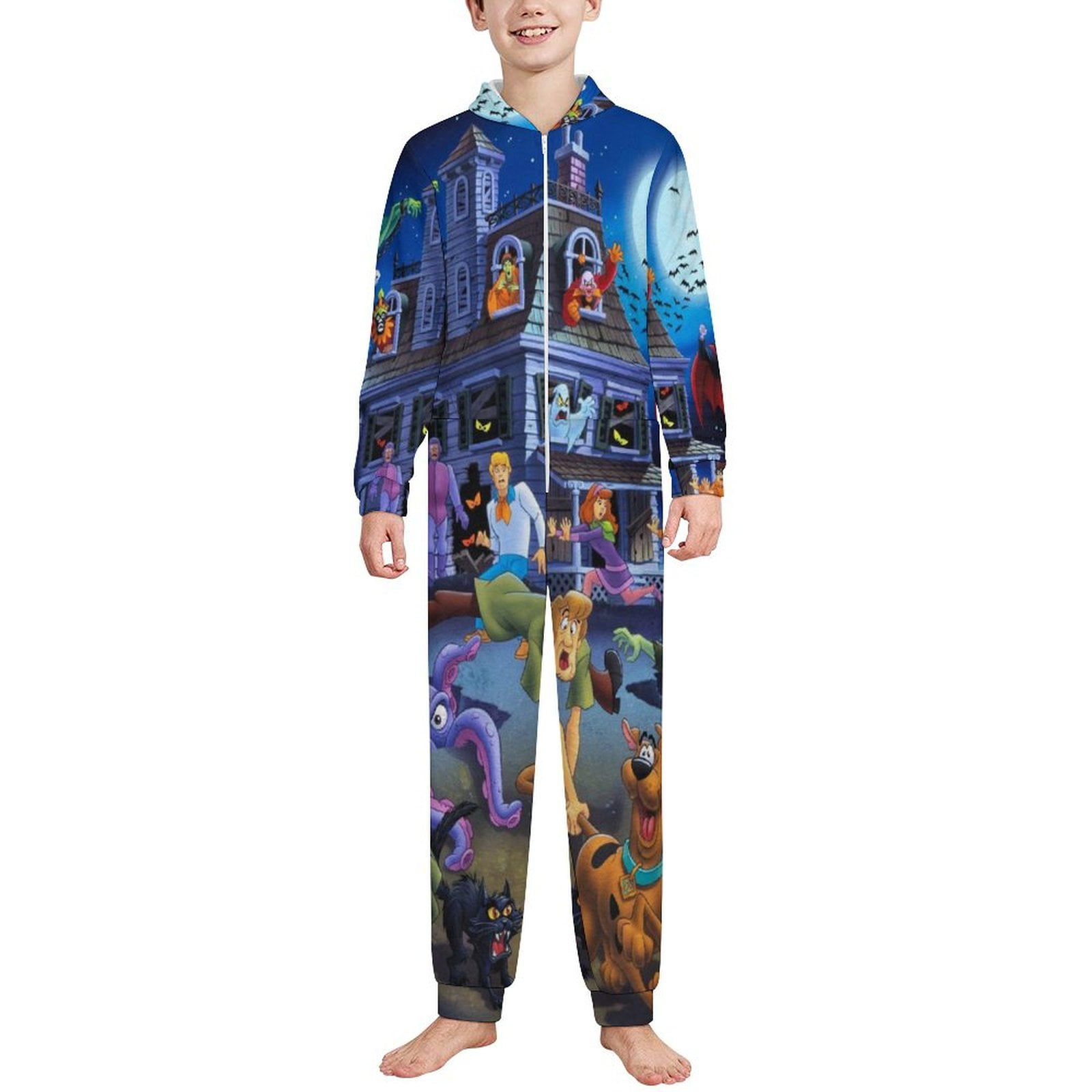 Scooby-Doo Pajamas One Piece Hooded Union Suit Onesie PJs Sleepwear ...