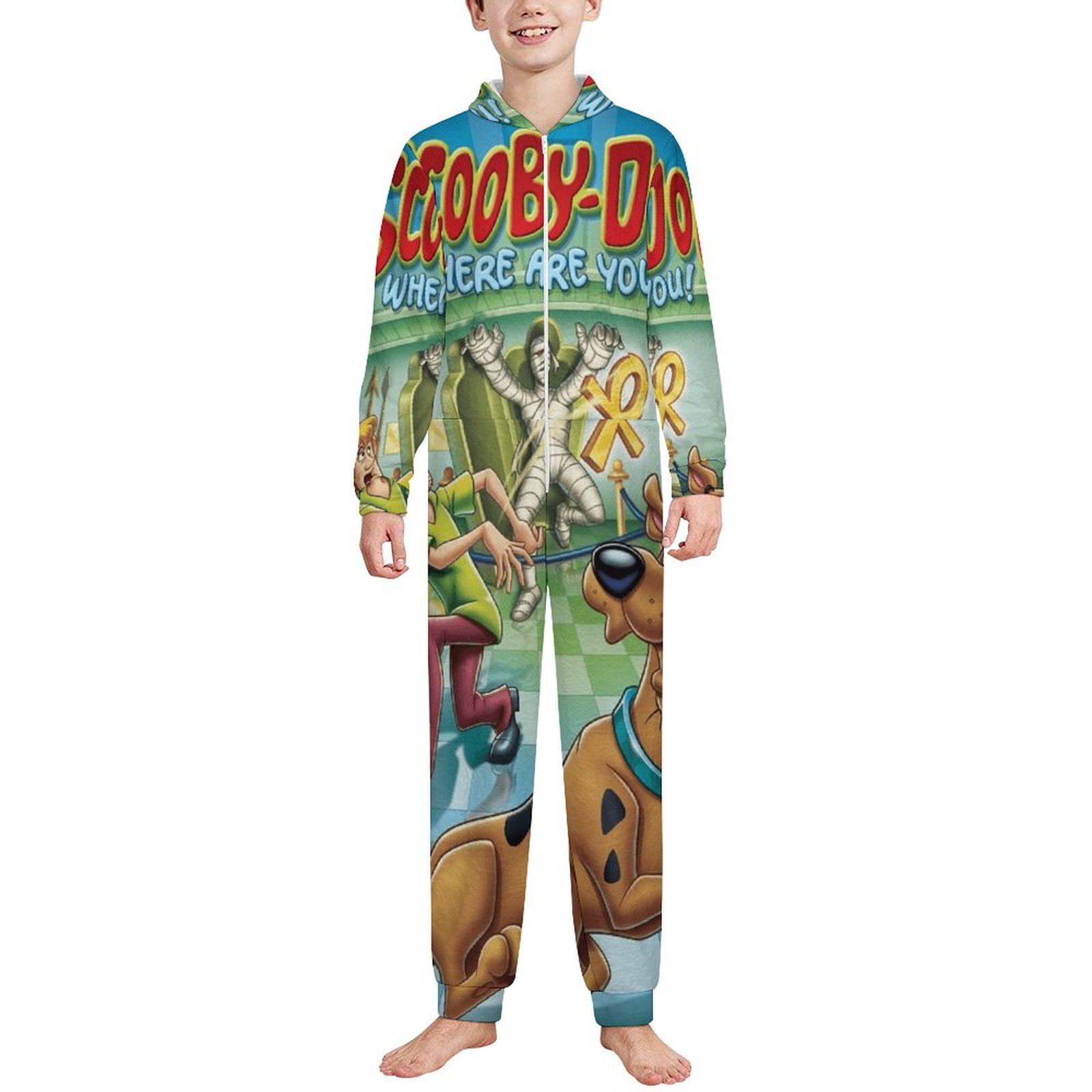 Scooby-Doo Pajamas One Piece Hooded Union Suit Onesie PJs Sleepwear ...