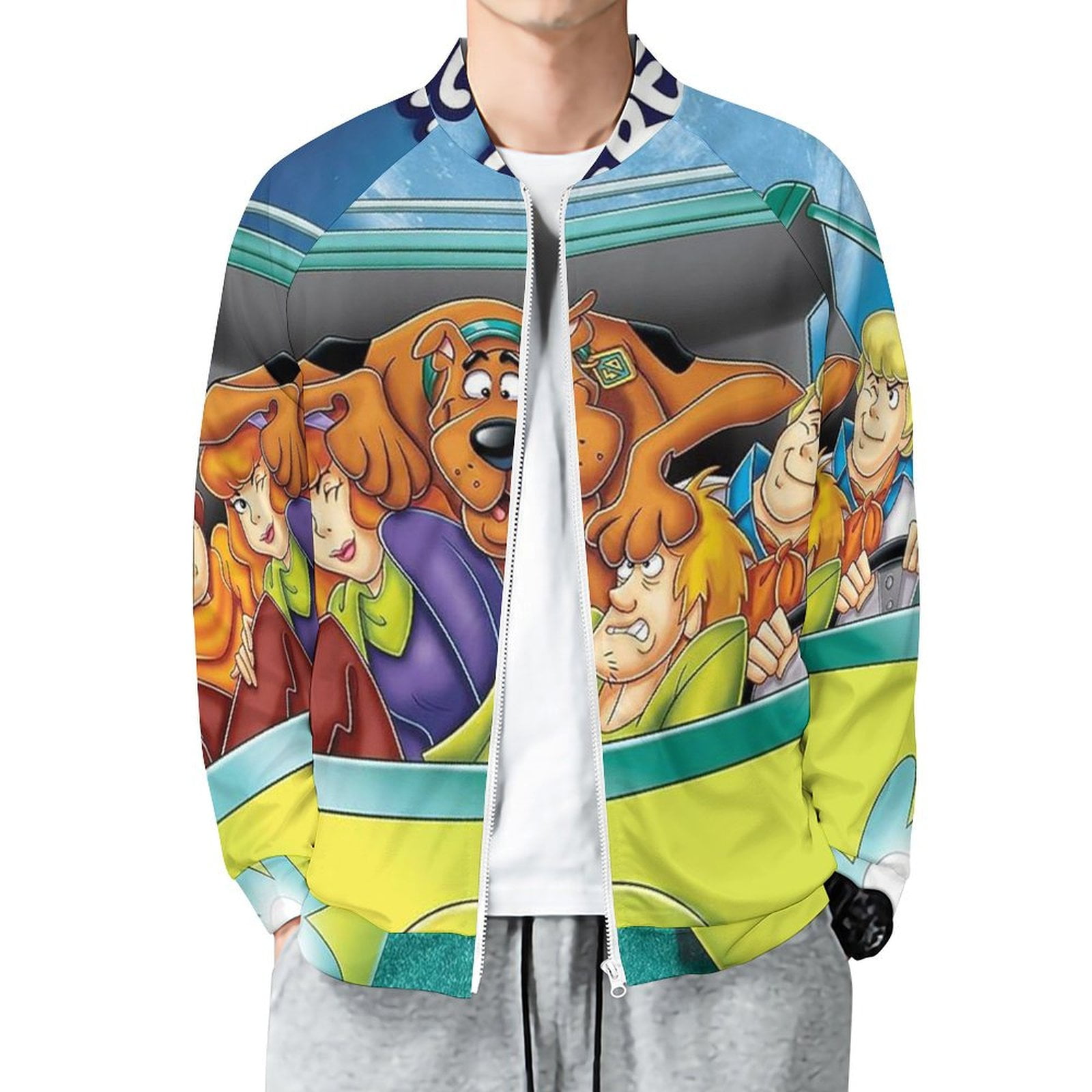 Scooby Doo Poster Fashion Jacket Mens Windbreaker Coat Lightweight ...
