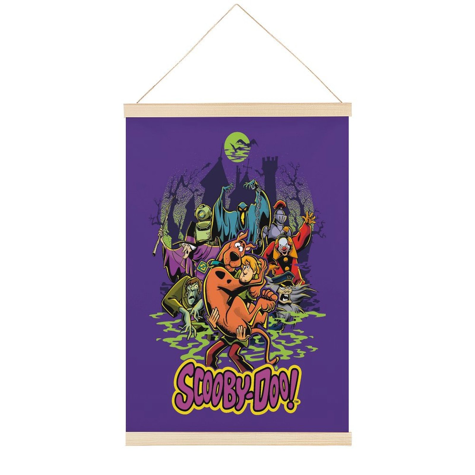 Scooby Doo Poster Wall Fabric Decor Hanging Paintings Wood Frame ...
