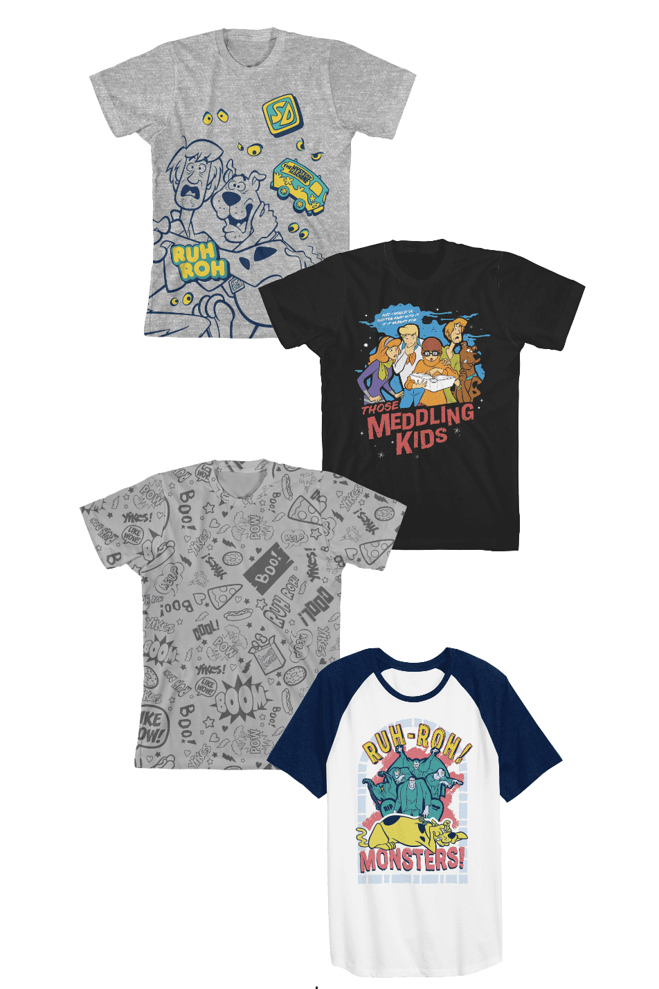 Scooby Doo Ruh-Roh 4pk Crew Neck Short Sleeve Youth Boys Tees-Large ...