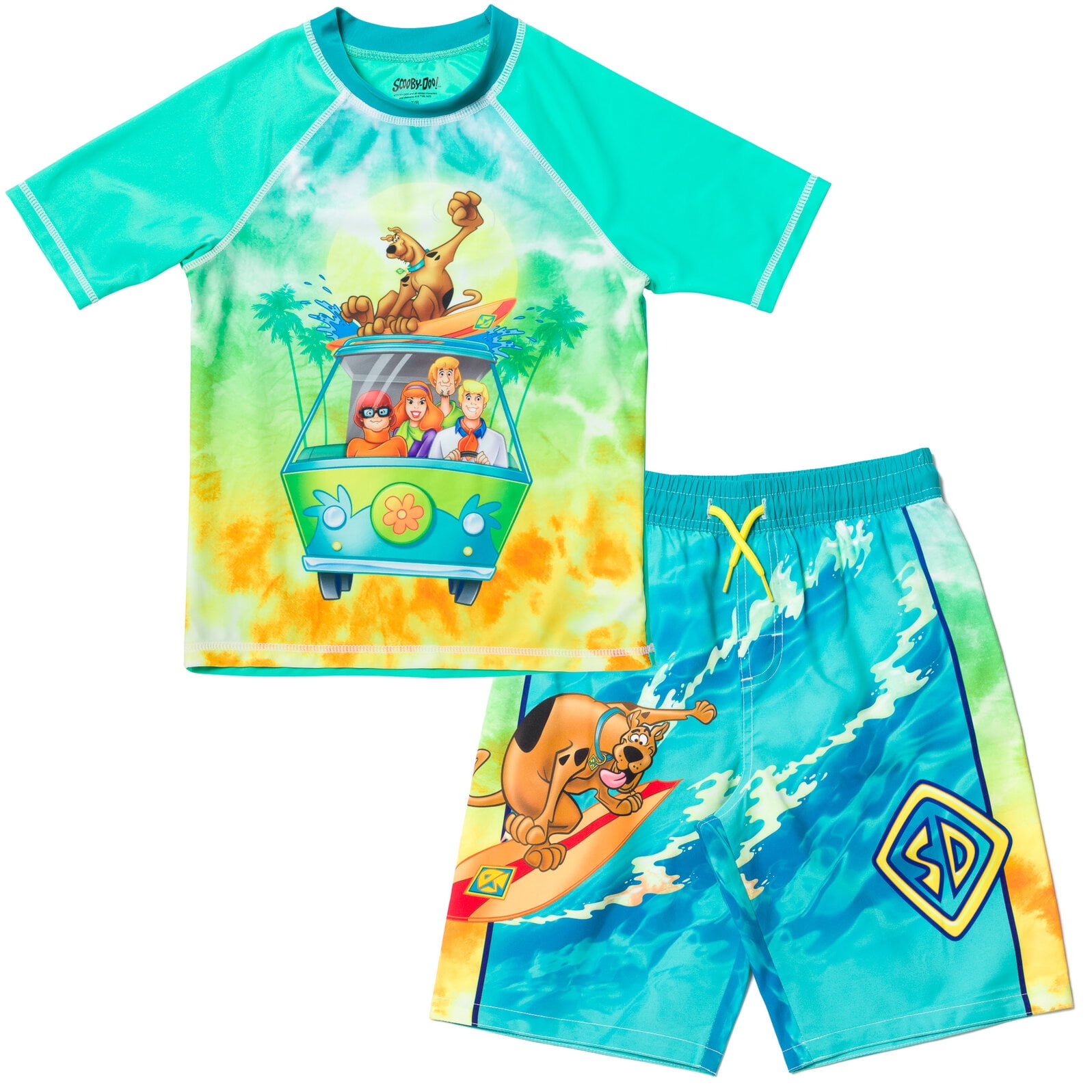 Scooby-Doo UPF 50+ Rash Guard Swim Suit: Bathing Suit & Trunks Set for ...