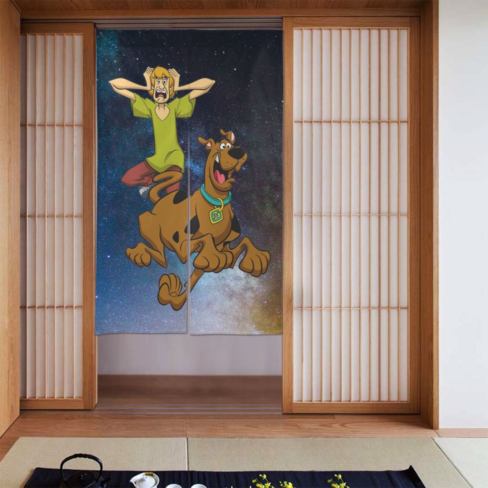 Scooby Doo Shaggy Door Curtain Drape Split Doorway Curtain Room Window ...