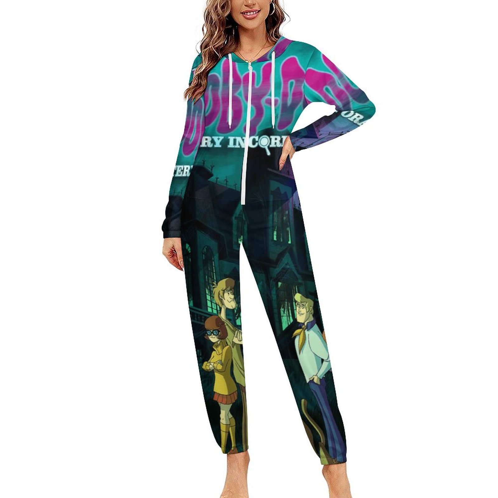 Scooby-Doo Unisex Onesie Pajamas Zipper Jumpsuit Hooded One Piece ...