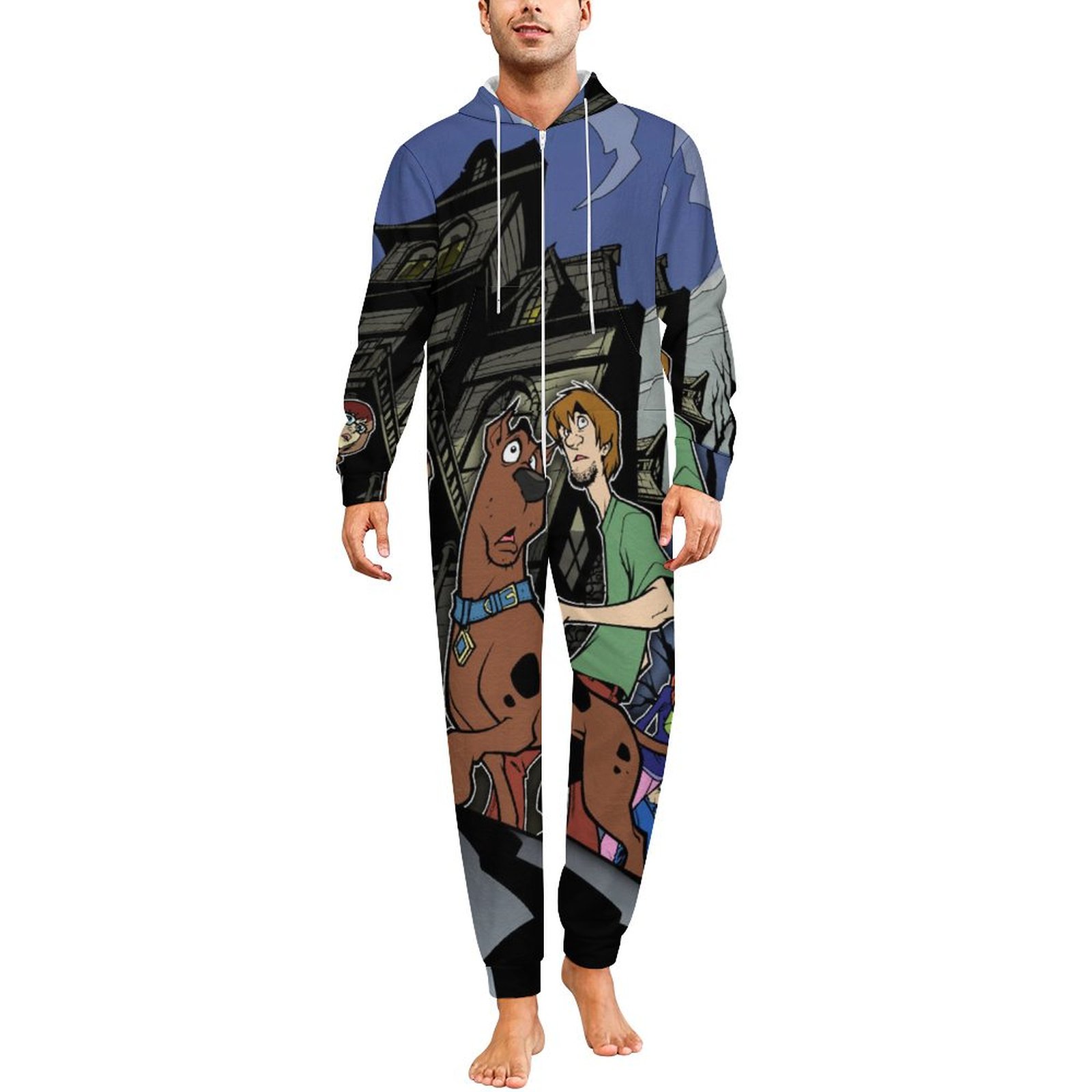 Scooby-Doo Unisex Onesie Pajamas Zipper Jumpsuit Hooded One Piece ...