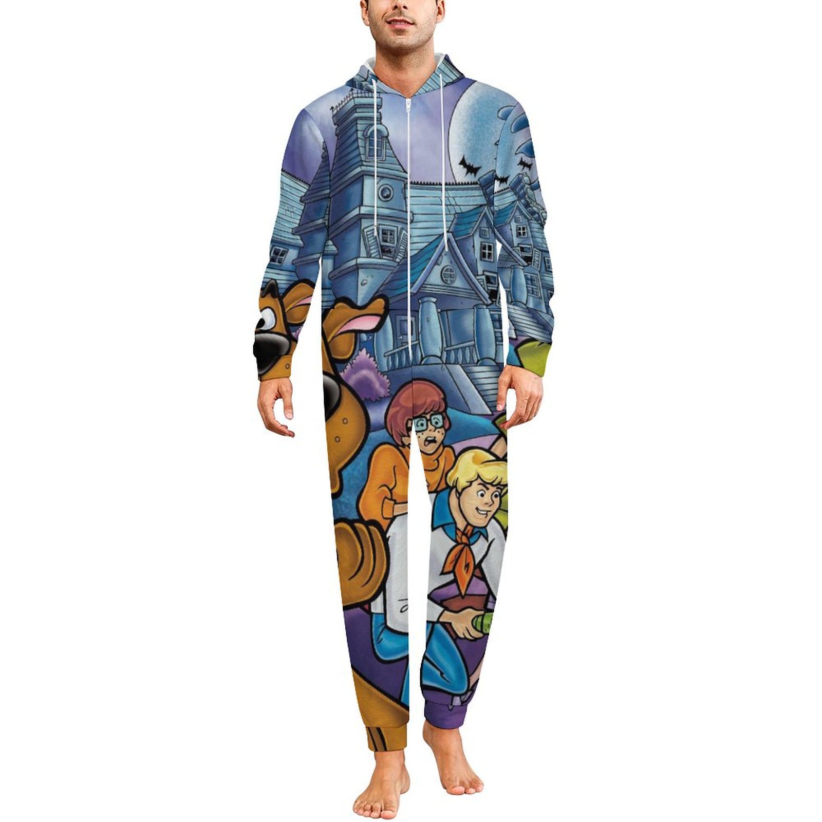 Scooby-Doo Unisex Onesie Pajamas Zipper Jumpsuit Hooded One Piece ...