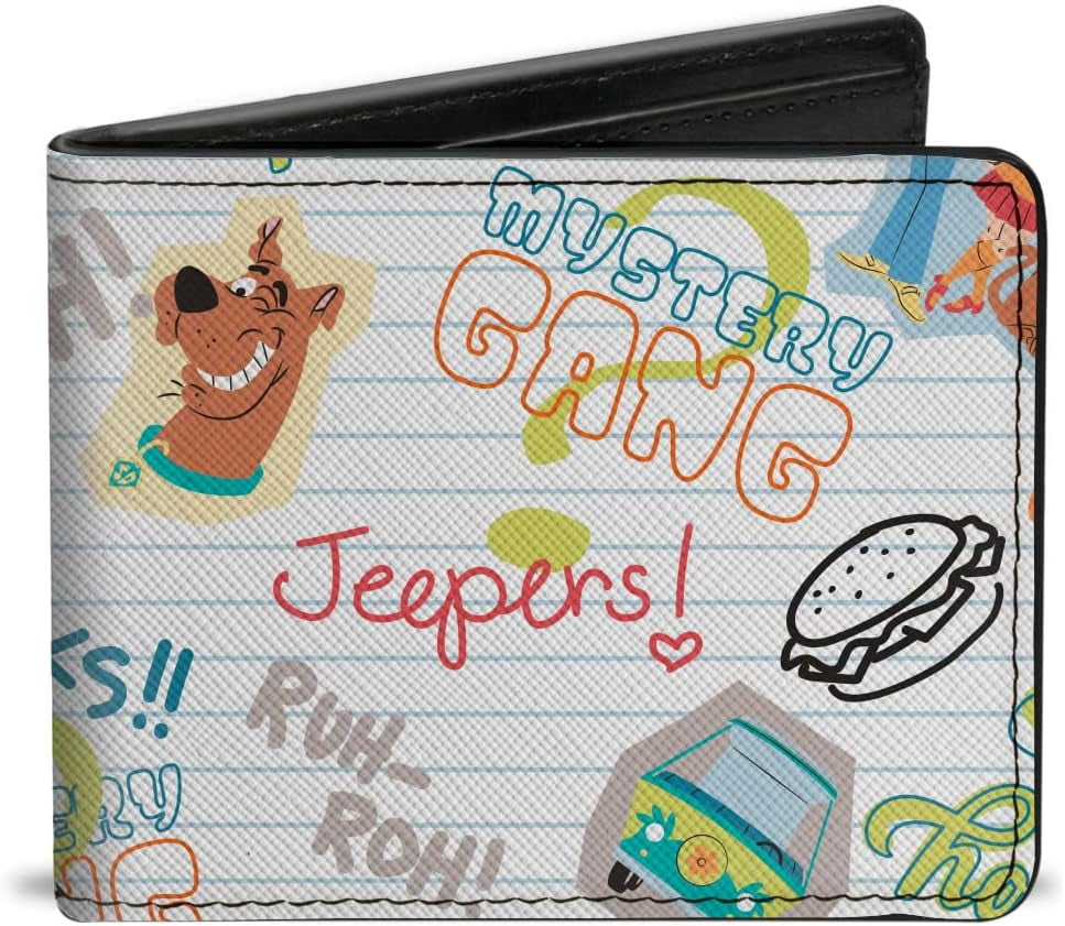 Scooby Doo Wallet, Bifold, Scooby Doo Notebook Doodles Collage White ...