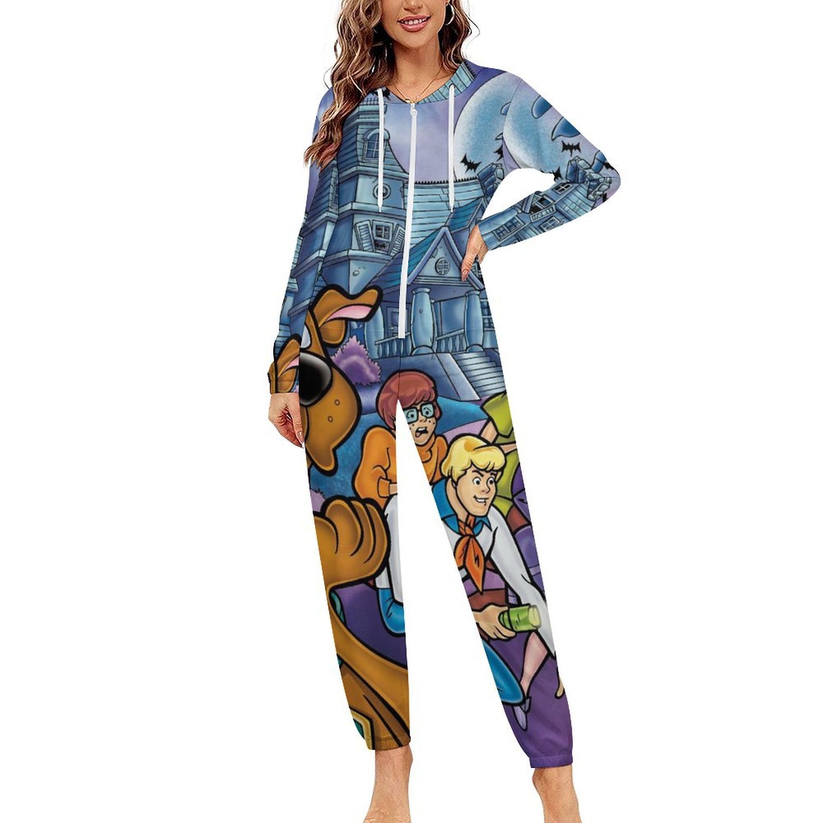 Scooby-Doo Women Men Pajamas Zipper Onesie Jumpsuit Hooded One Piece ...