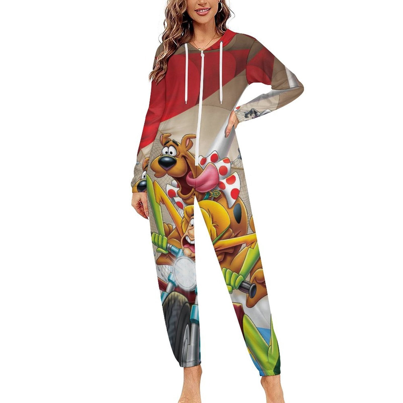 Scooby-Doo Women Men Pajamas Zipper Onesie Jumpsuit Hooded One Piece ...