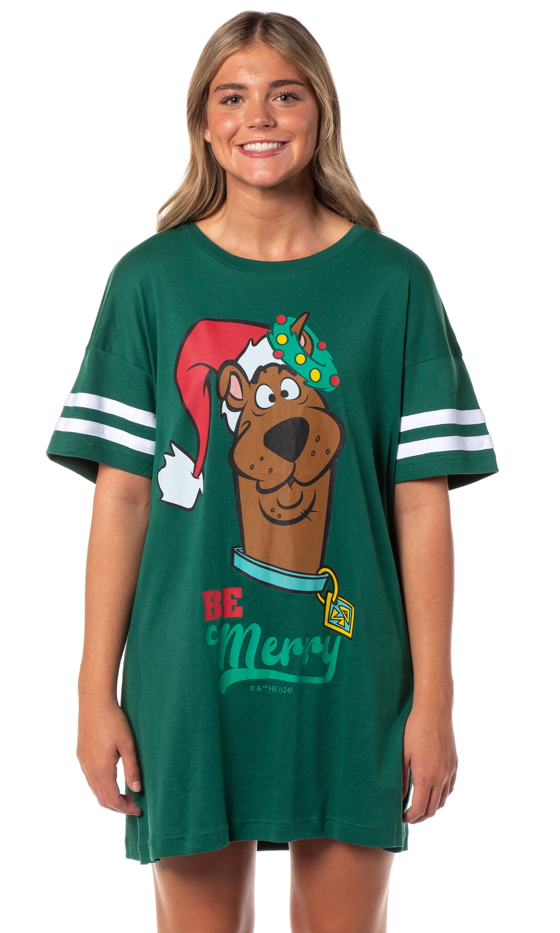 Scooby-Doo Women's Christmas Be Merry Nightgown Pajama Shirt Dress For ...