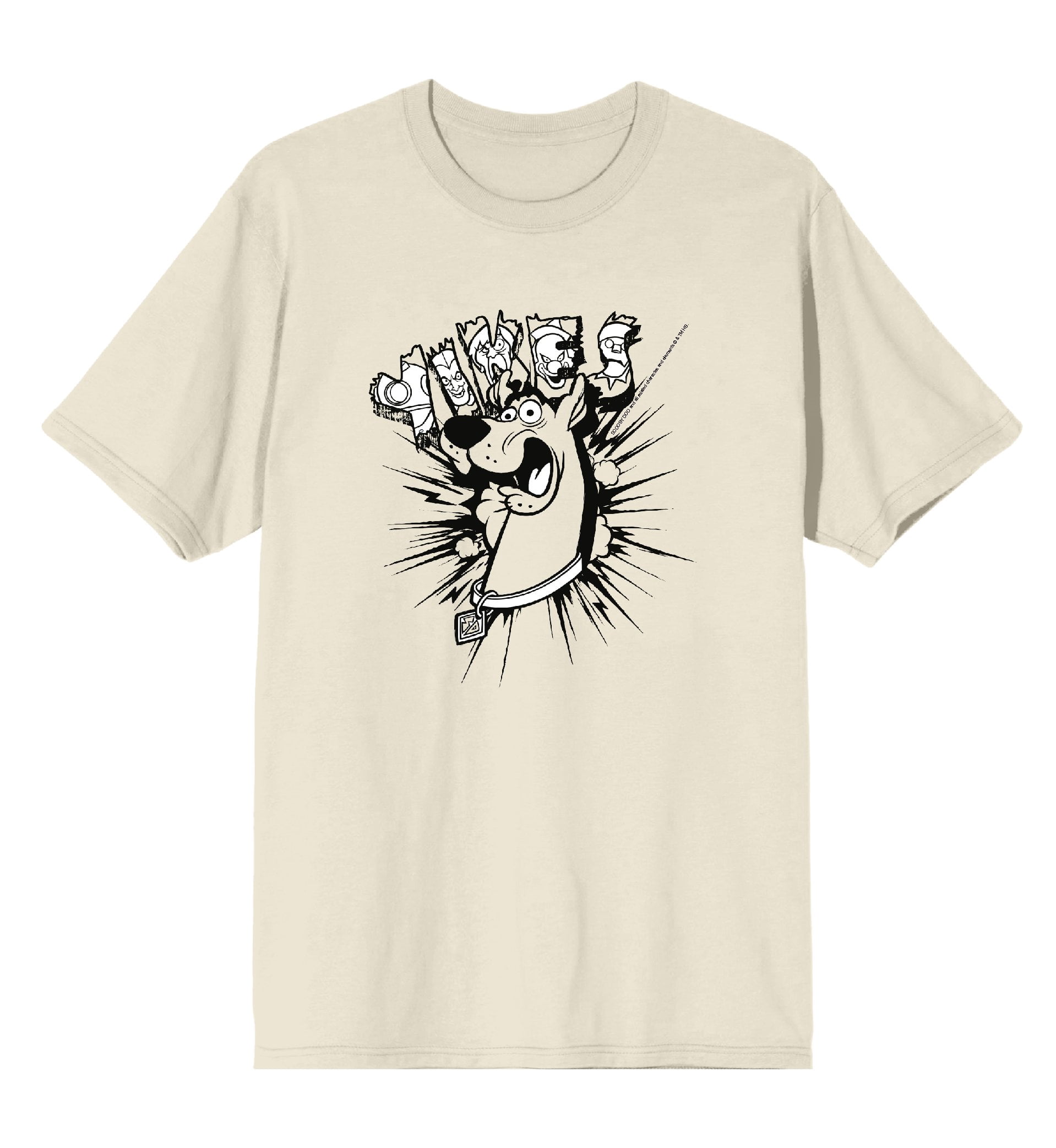 Scooby-Doo Yikes Men's Natural Crew Neck Short Sleeve Tee-Medium ...