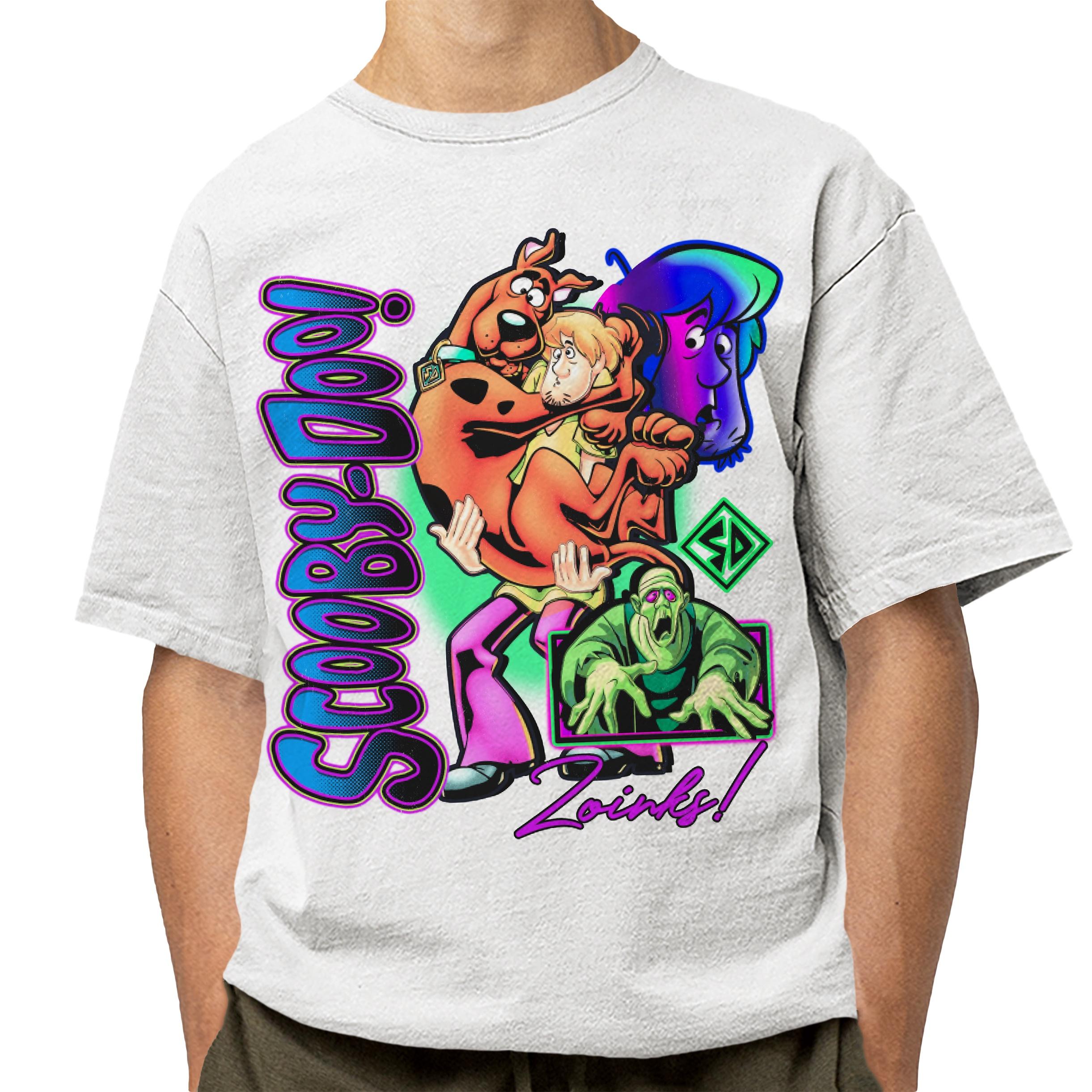 Scooby Doo Zoiks Neon Mens and Womens Short Sleeve T-Shirt (White, S ...