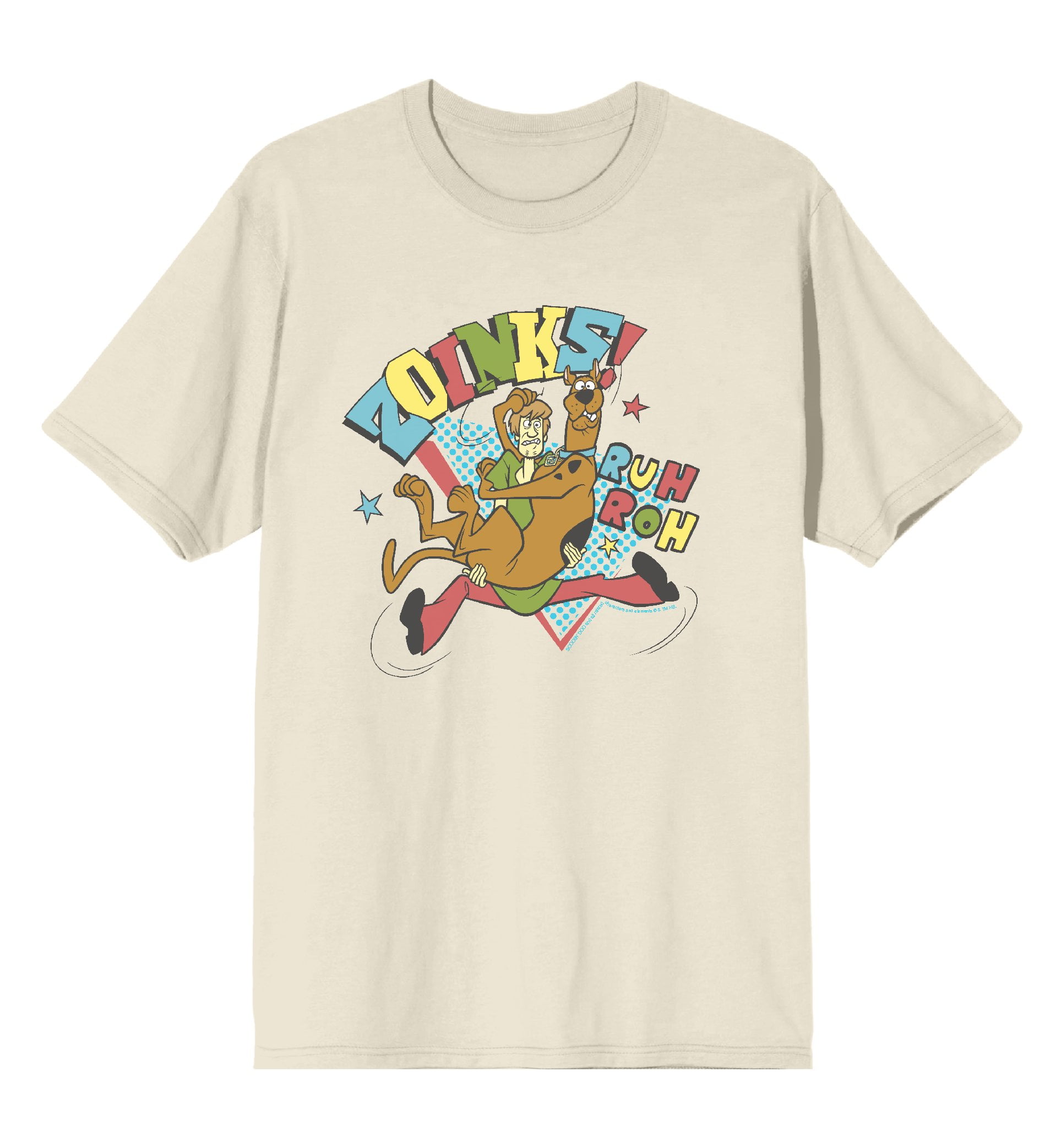 Scooby-Doo Zoinks Ruh Roh Men's Natural Crew Neck Short Sleeve Tee ...