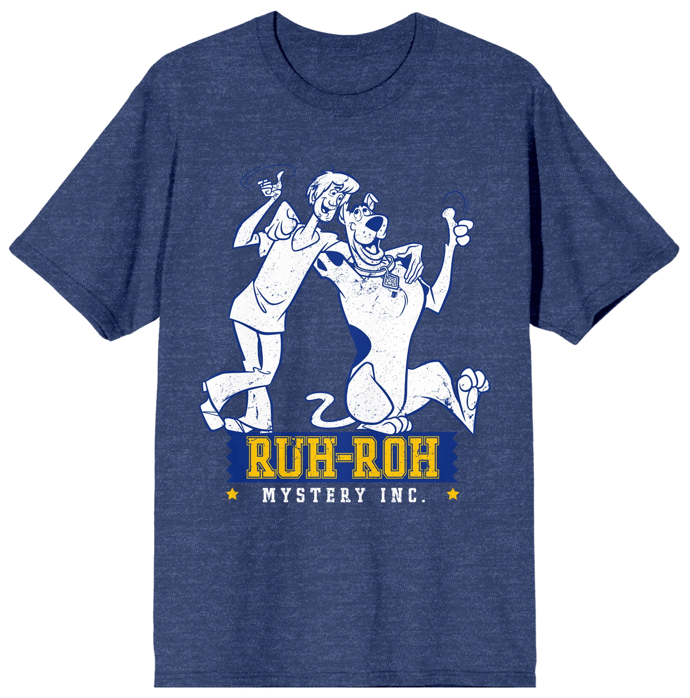 Scooby Doo and Shaggy Ruh-Roh Men's Indigo Heather Graphic Tee - L ...