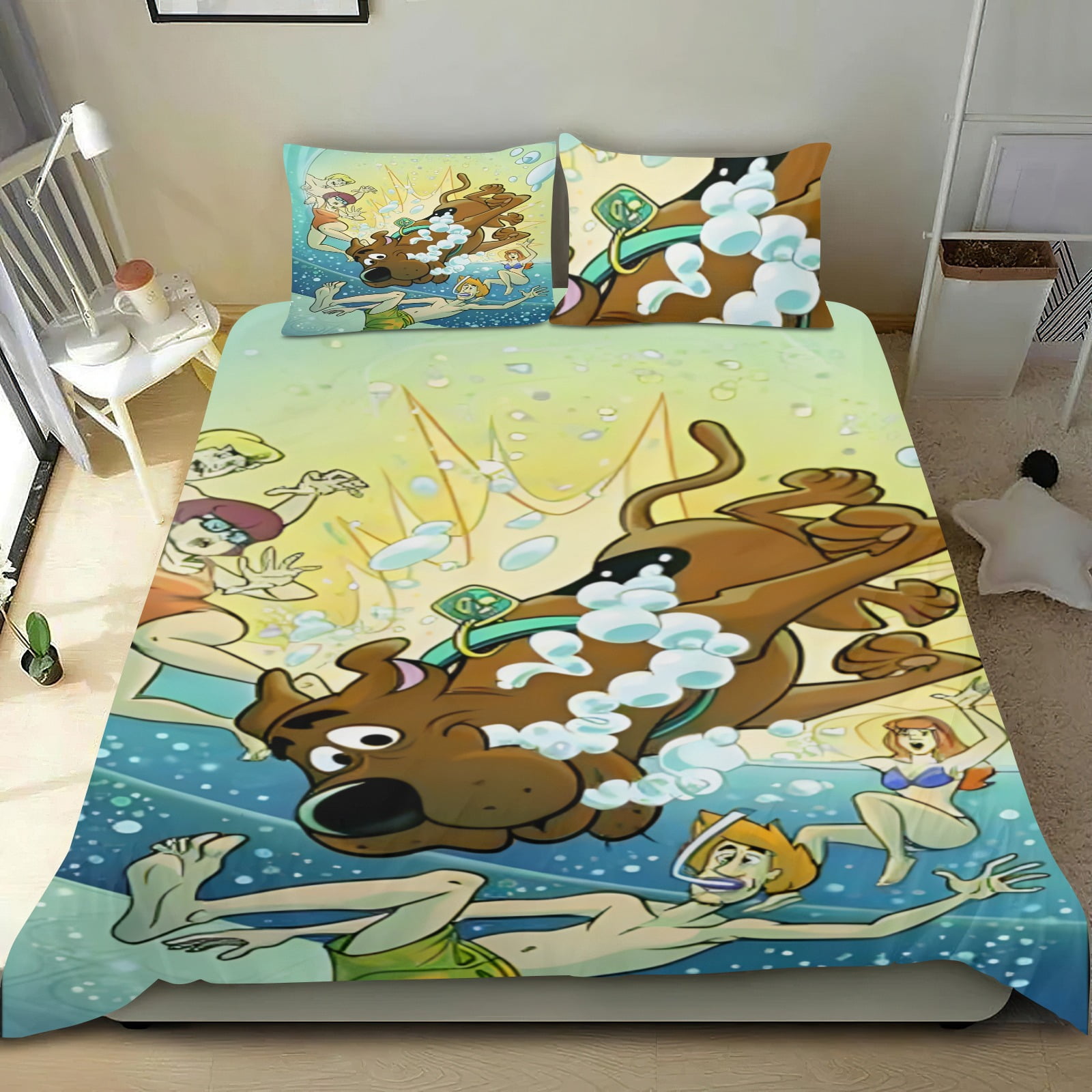Scooby-Doo thin bedding set has One duvet cover and two pillowcases, and is machine washable，35 ...