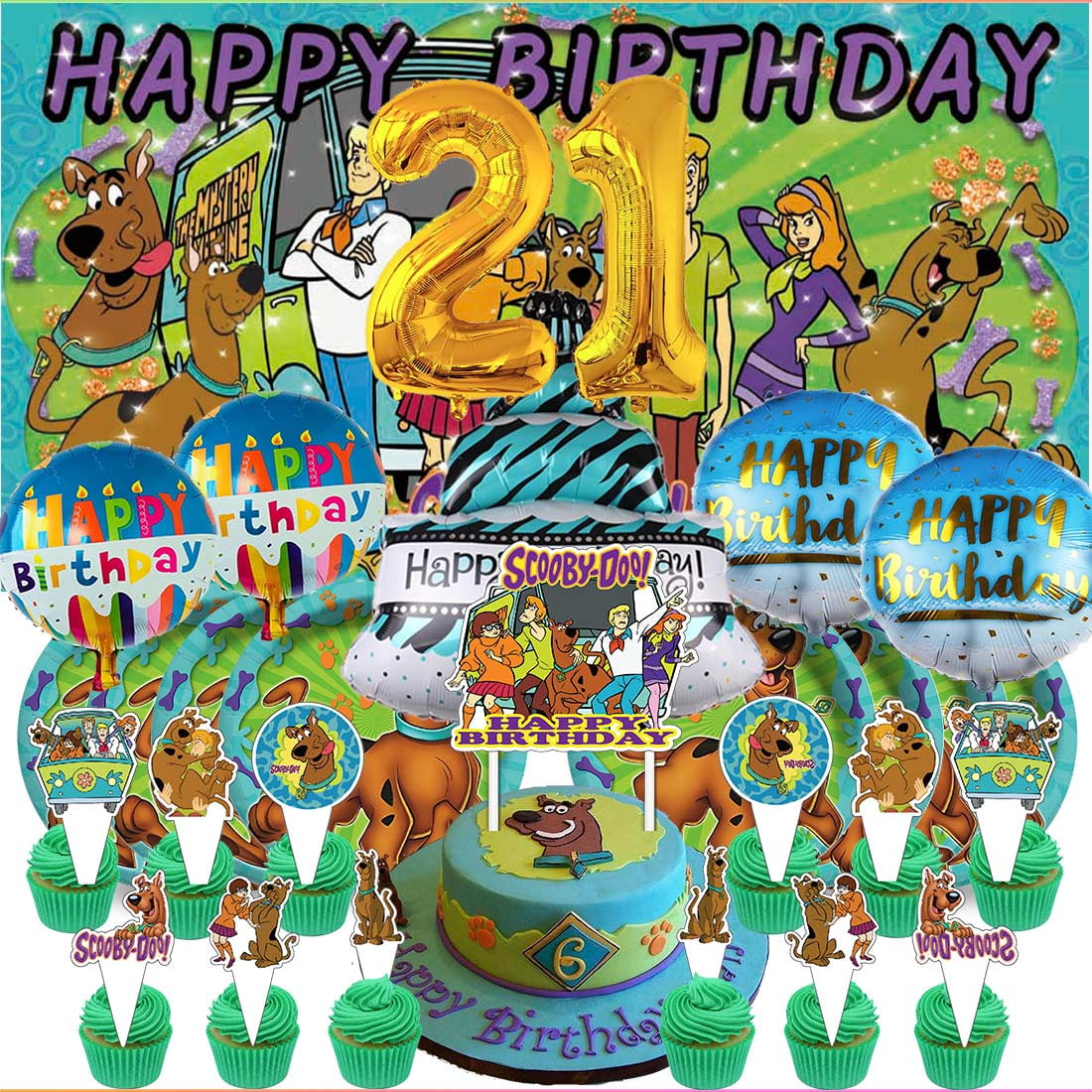 Scooby doo 21th Tableware Balloons Cake Toppers Backdrop Banner ...