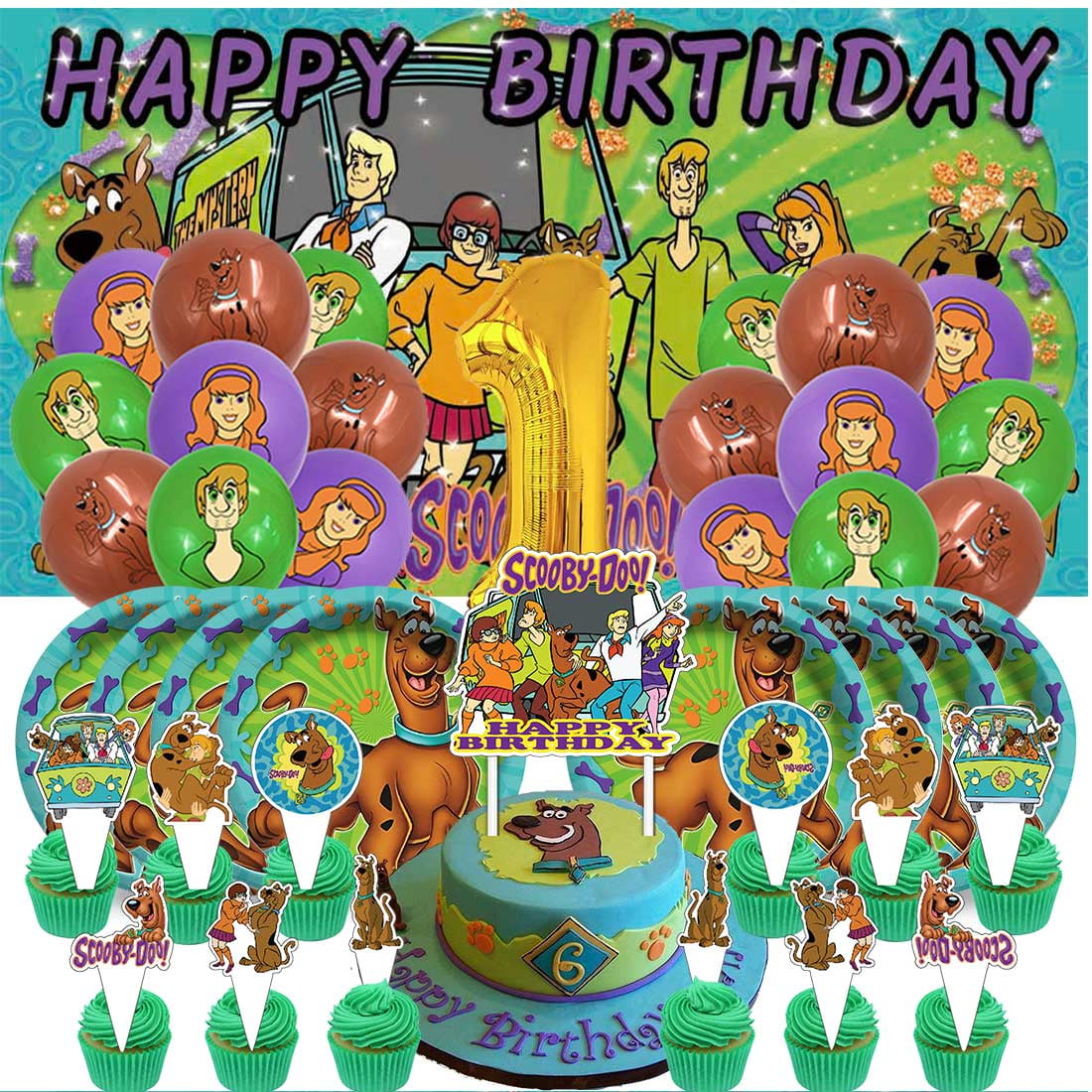 Scooby doo Balloons Party Supplies 1st Decor Tableware Birthday Cake ...